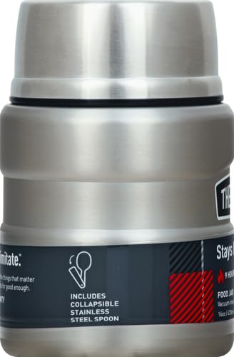 THERMOS Stainless King Vacuum-Insulated Food Jar with Spoon, 16 Ounce, Matte Steel