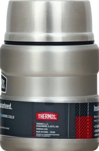 THERMOS Stainless King Vacuum-Insulated Food Jar with Spoon, 16 Ounce, Matte Steel
