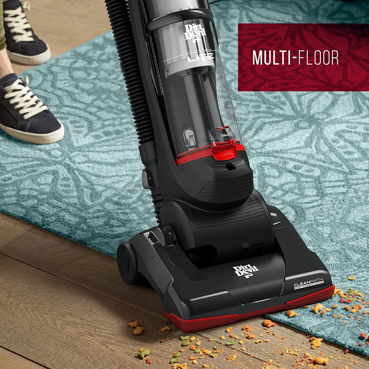 Dirt Devil Endura Lite Bagless Vacuum Cleaner, Small Upright for Carpet and Hard Floor, Lightweight, UD20121PC, Red