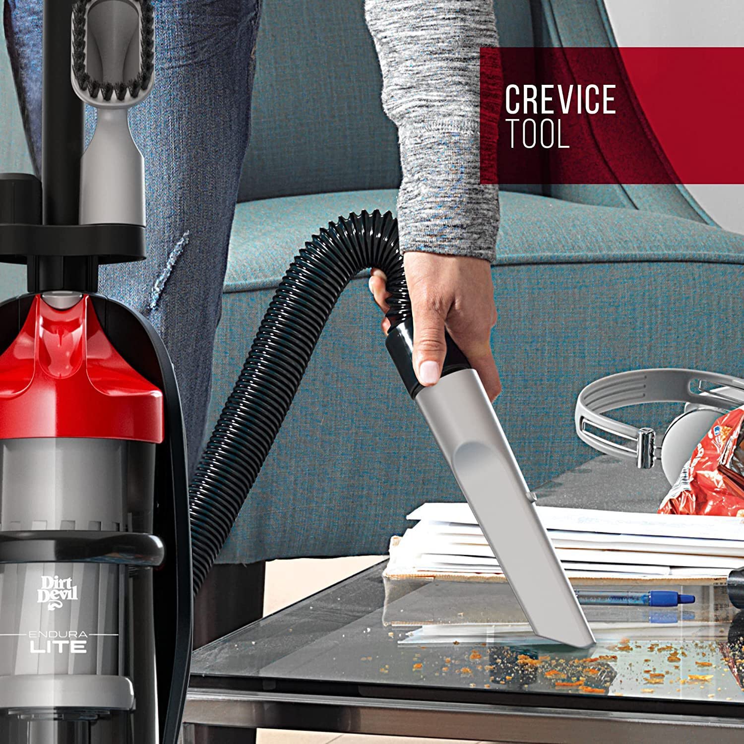 Dirt Devil Endura Lite Bagless Vacuum Cleaner, Small Upright for Carpet and Hard Floor, Lightweight, UD20121PC, Red