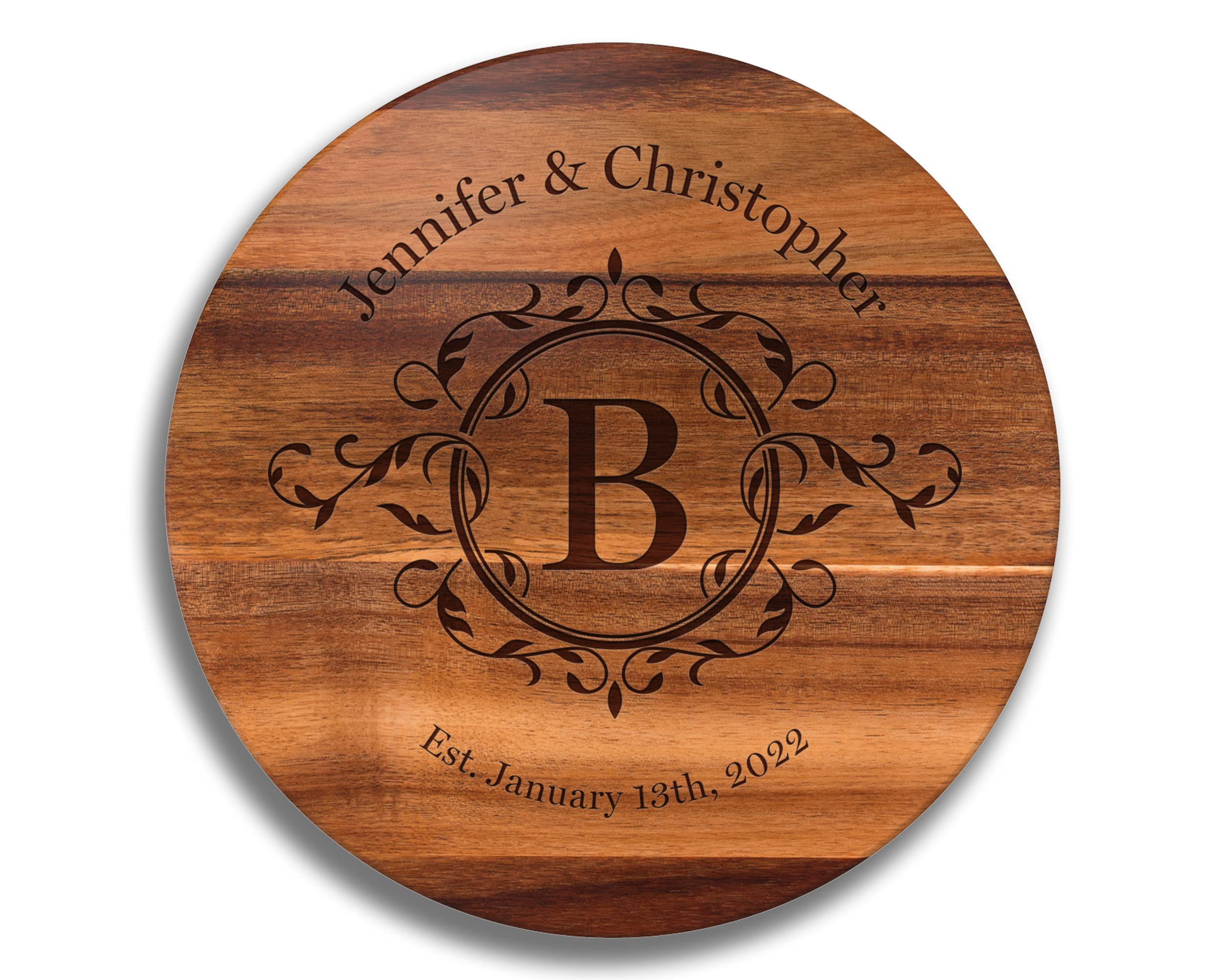 Personalized Lazy Susan Turntable - Large 18” Acacia Wood - Engraved Dark Wood - Custom Christmas Gift - Personalized Christmas Gifts 2020
