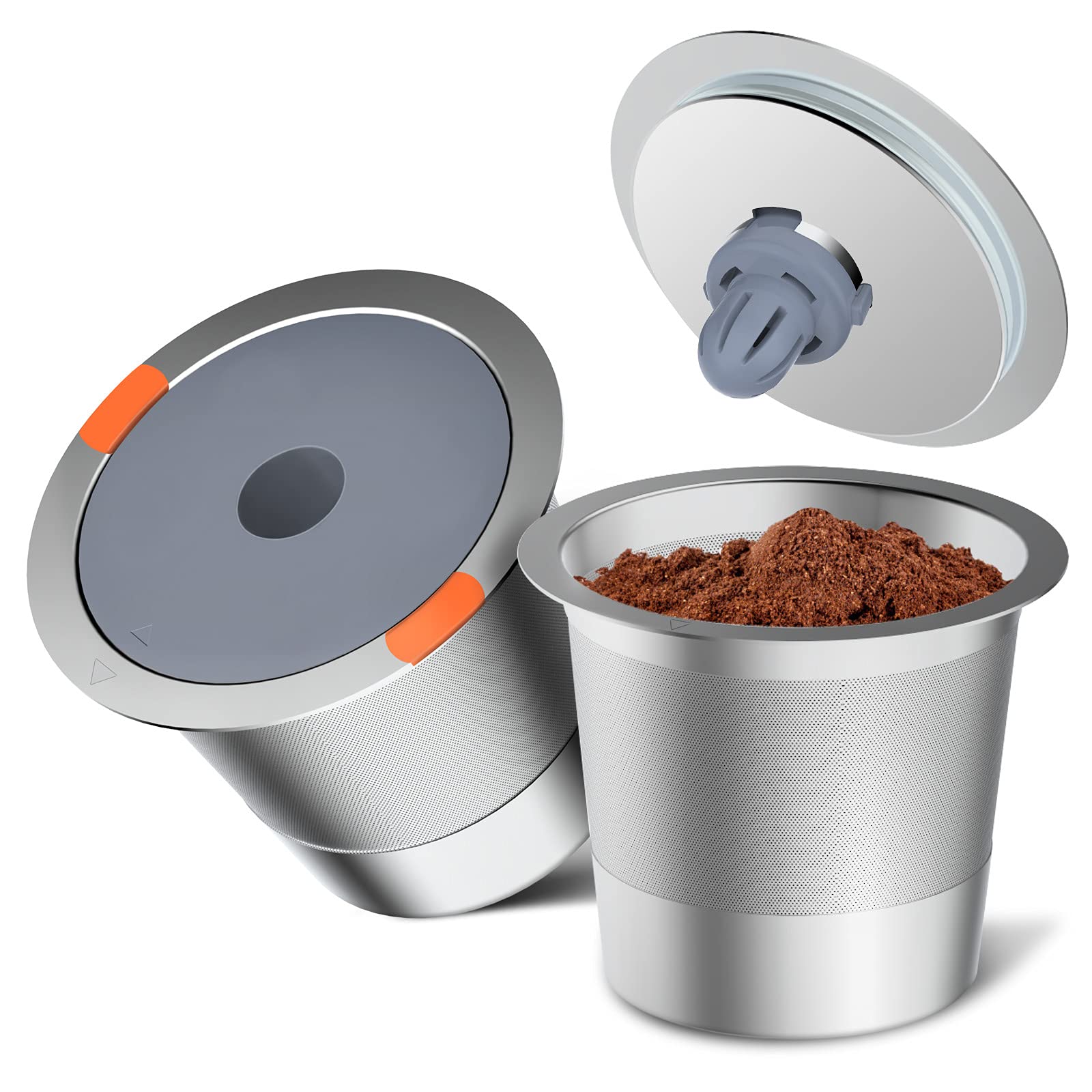 Reusable k Cup Coffee Filters,Universal stainless steel Refillable k-Cups Filter Use for Keurig 2.0 and 1.0 Coffee Makers-brewers(2pack)…