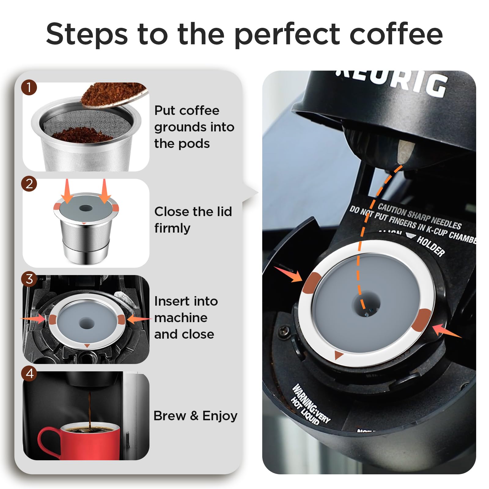 Reusable k Cup Coffee Filters,Universal stainless steel Refillable k-Cups Filter Use for Keurig 2.0 and 1.0 Coffee Makers-brewers(2pack)…