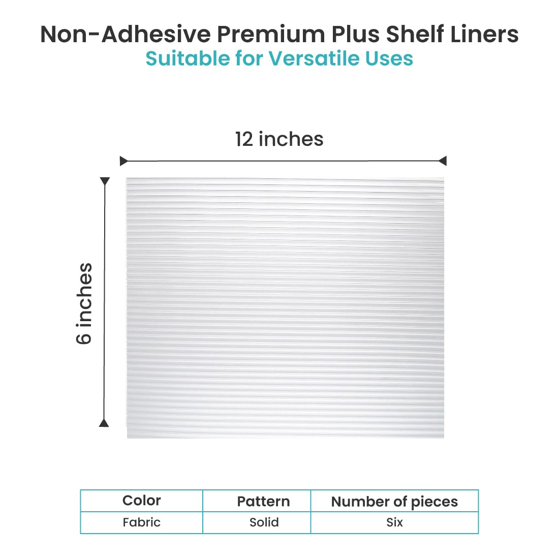 Con-Tact Brand Premium Plus Heavy Duty Non-Adhesive Shelf and Drawer Liner, 12" x 6', Ribbed Clear, 6 Rolls