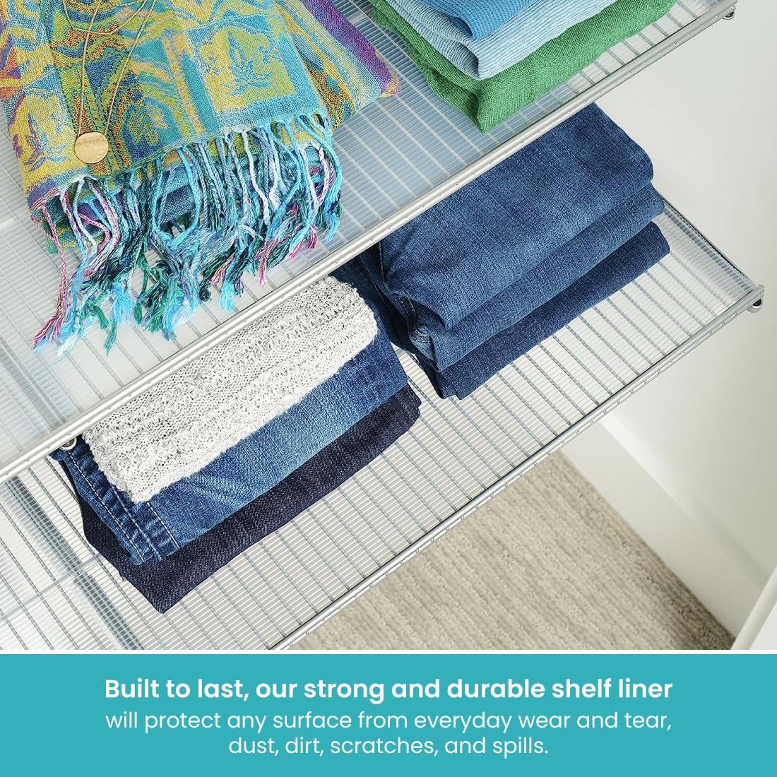 Con-Tact Brand Premium Plus Heavy Duty Non-Adhesive Shelf and Drawer Liner, 12" x 6', Ribbed Clear, 6 Rolls