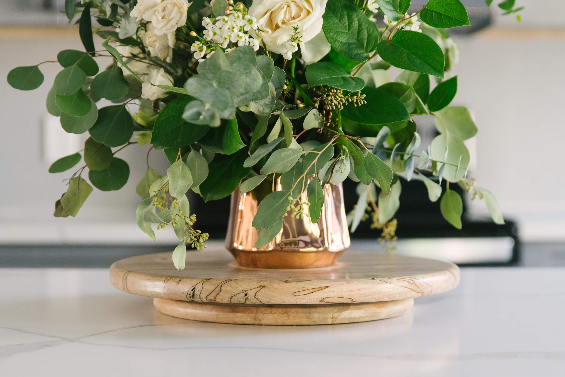 Ambrosia Maple Wood Lazy Susan Turntable 16", Dining Room Centerpiece