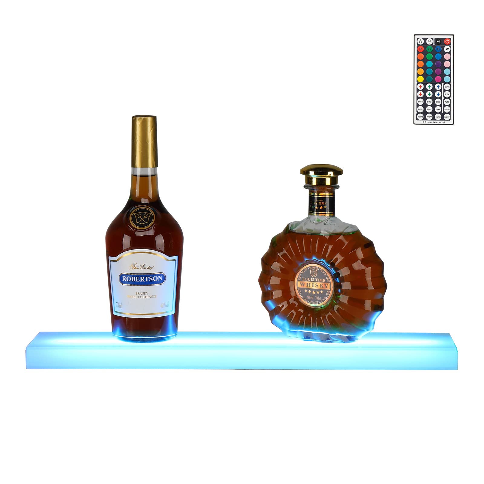ROVSUN 1 Step 20 Inch Wall Mounted LED Lighted Liquor Bottle Display Shelf Bar Shelf with Remote Control, Illuminated Liquor Shelves LED Bar Shelves for Commercial Home Man Cave Bar Accessories