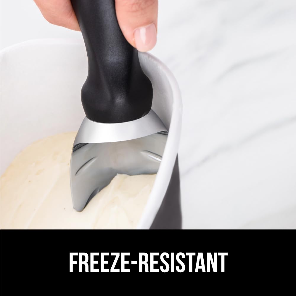 Gorilla Grip Large, Comfortable Handle, Heavy Duty Ice Cream Scoop, Professional Grade Scooper, Get Perfect Shape Scoops, Great for Spooning Frozen Hard Gelato and Sorbet, Cookie Dough, Melon, Gray