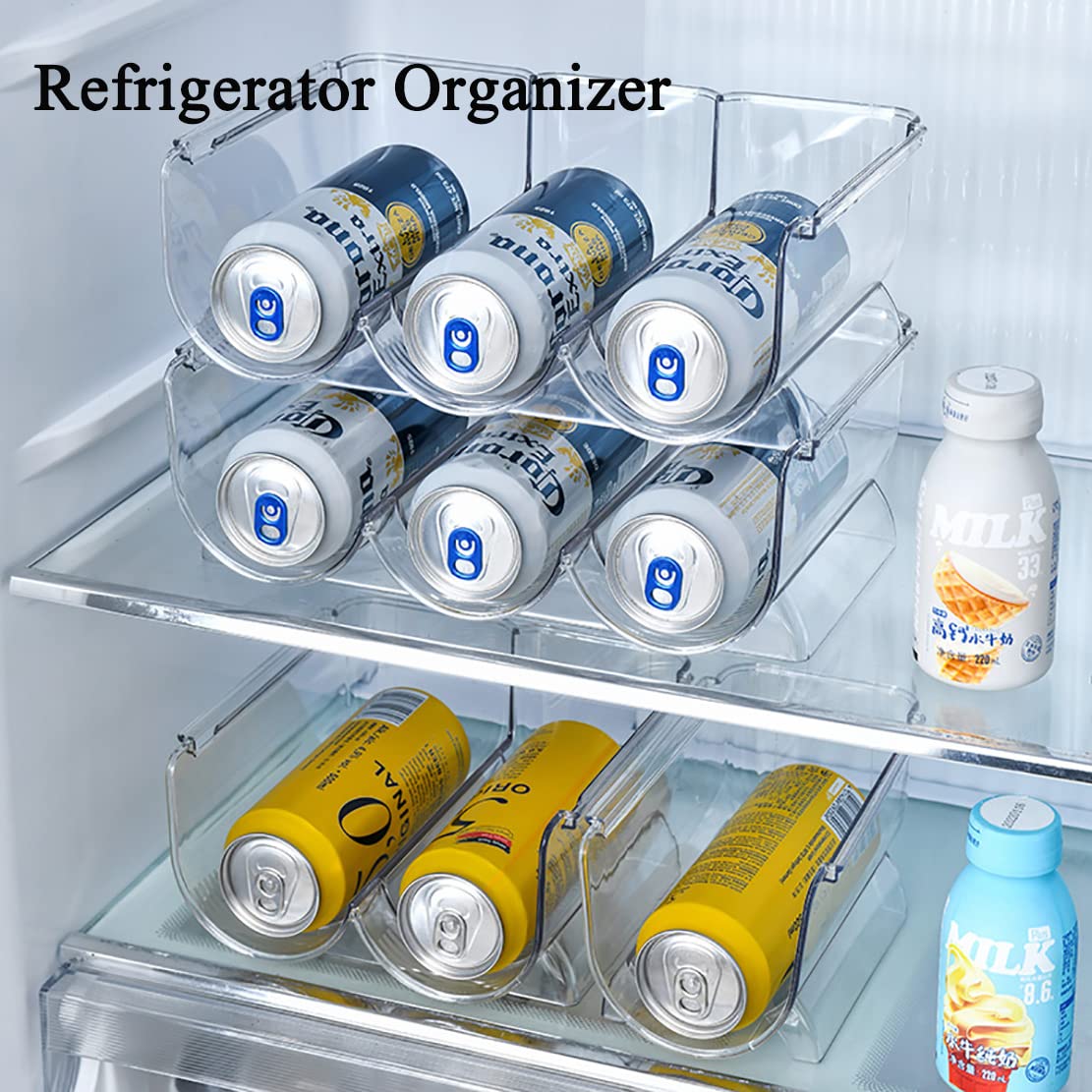 upmd Wine and Water Bottle Organizer Holder, 4 Pack Stackable Bottle Holder Rack for Cabinet, Kitchen Countertop, Home Organization Holds 12 Bottles