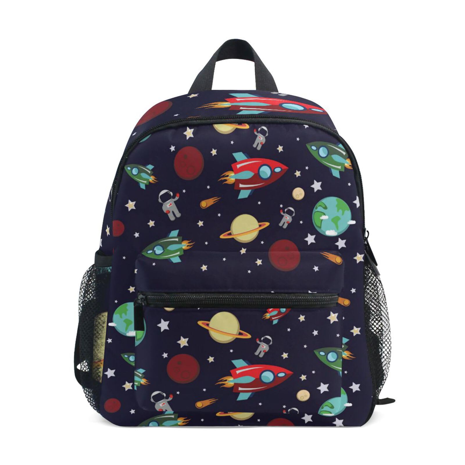 OREZI Outer Space Rocket Planets Star Astronaut Toddler Backpack for Boys Girls,Kid's Backpack Schoolbags for Kindergarten Preschool Toddler Travel Bag Snack Bag With Chest Clip