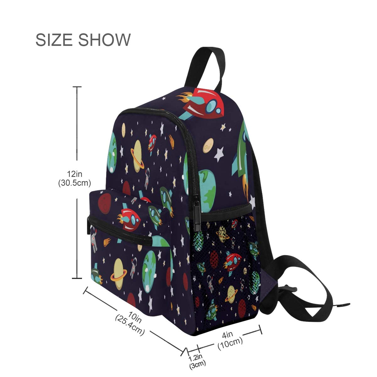OREZI Outer Space Rocket Planets Star Astronaut Toddler Backpack for Boys Girls,Kid's Backpack Schoolbags for Kindergarten Preschool Toddler Travel Bag Snack Bag With Chest Clip