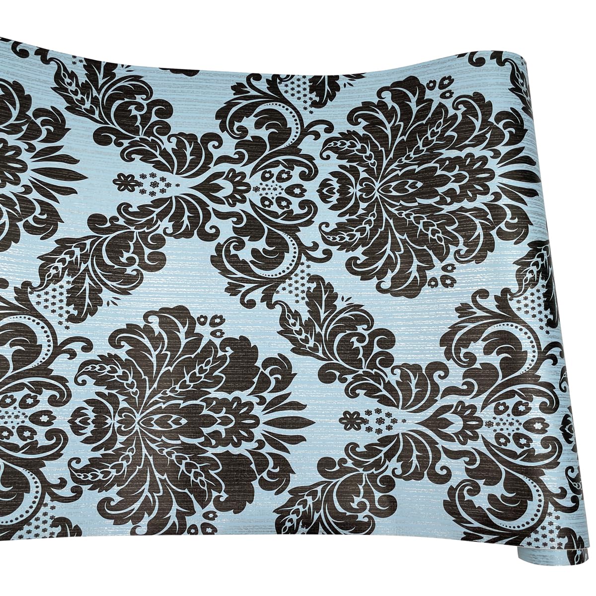 Yifely Black Damask Furniture Paper Self-Adhesive Shelf Liner Night Stand Decor Sticker 17.7 Inch by 9.8 Feet