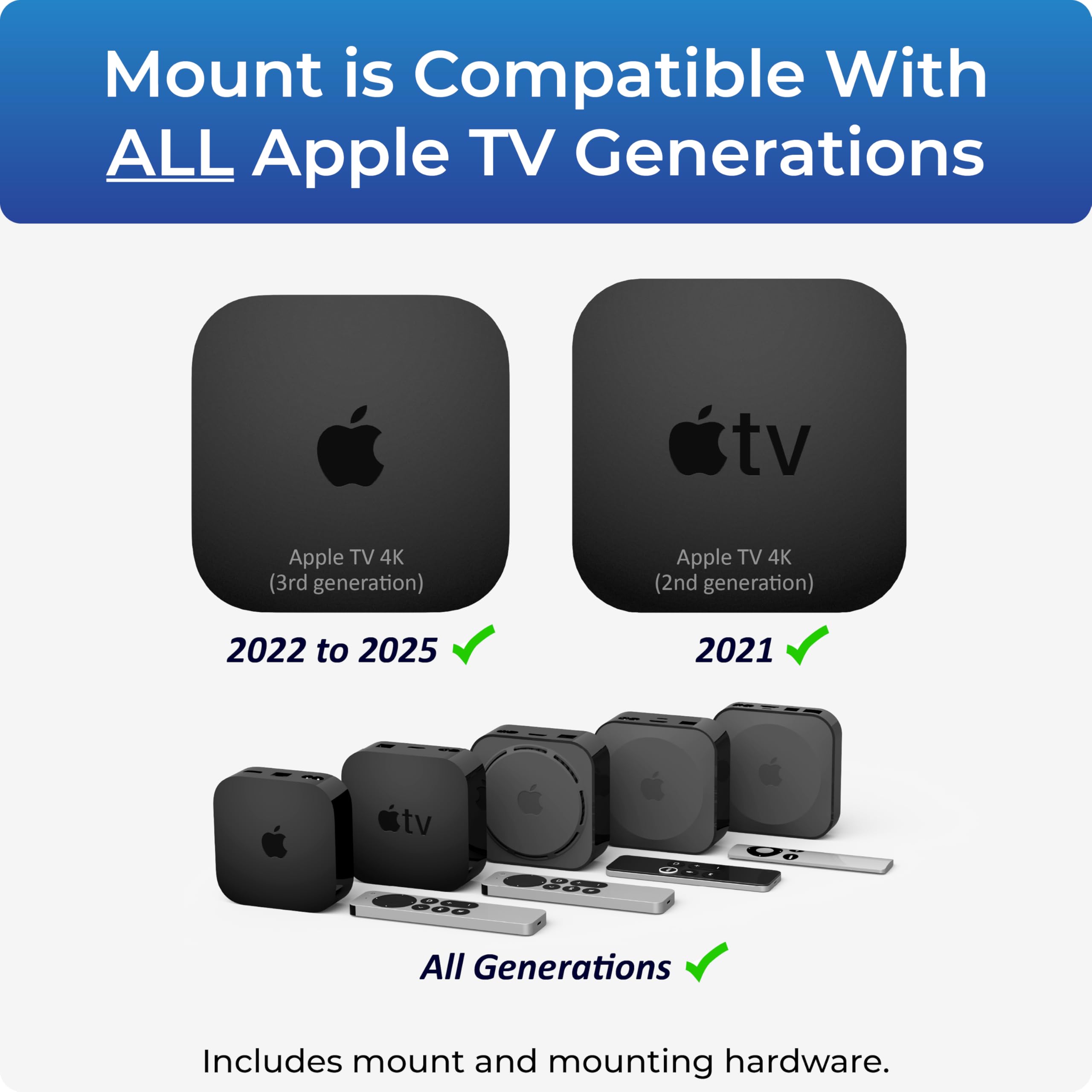 ReliaMount Apple TV Mount – Compatible with All Apple TV Generations (Including All Apple TV 4K Models)