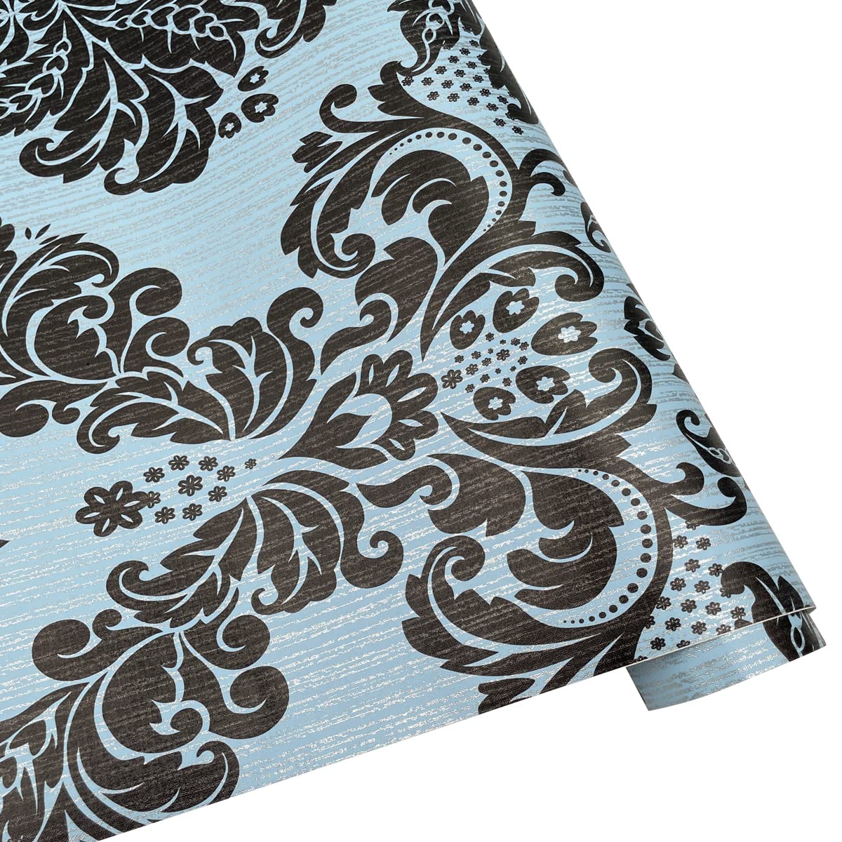 Yifely Black Damask Furniture Paper Self-Adhesive Shelf Liner Night Stand Decor Sticker 17.7 Inch by 9.8 Feet