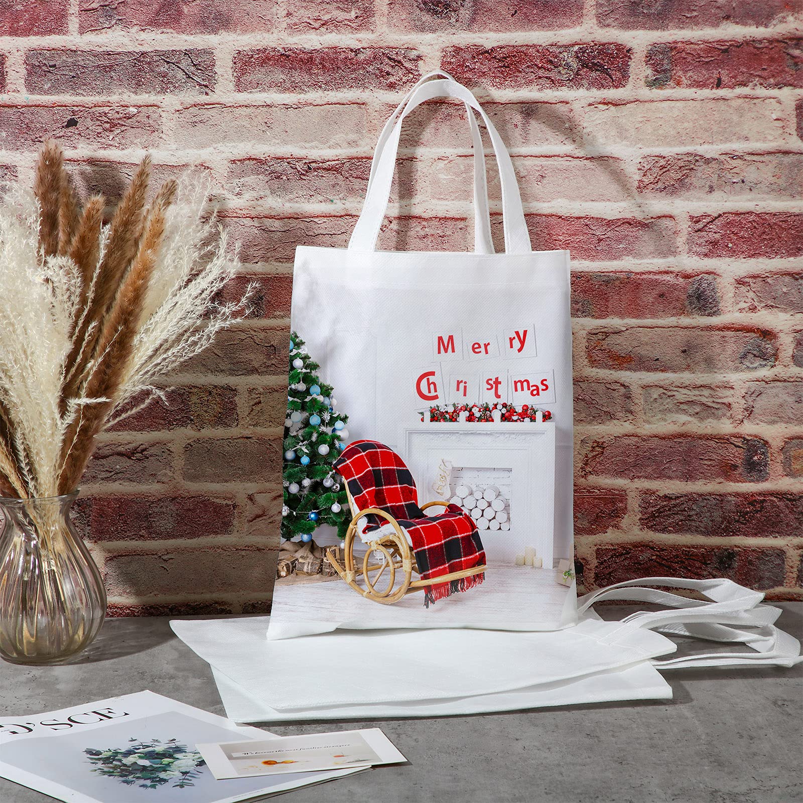 Frienda 8 Pieces Sublimation Tote Bags Sublimation Blank Canvas Bags Reusable Polyester Grocery Bags for DIY Crafting and Decorating