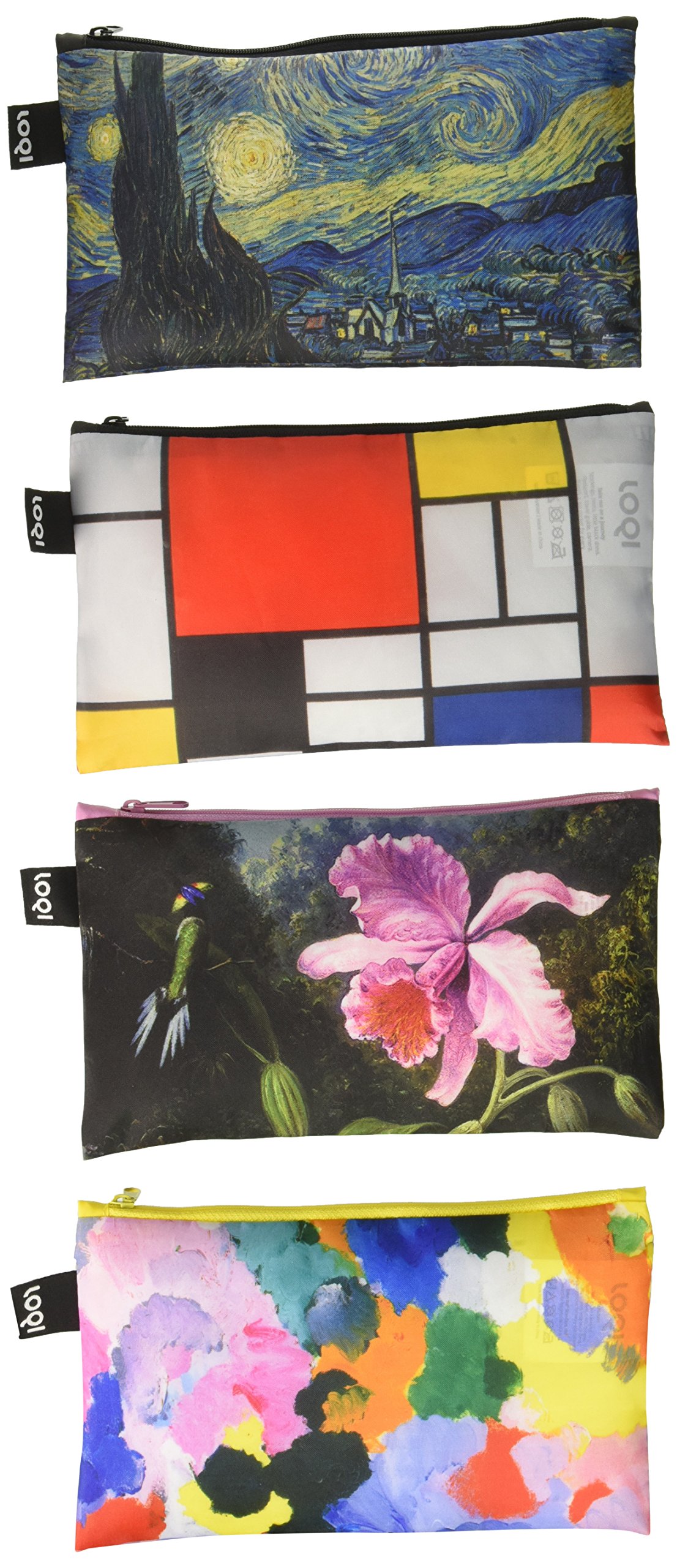 LOQI Museum Zip Pockets, (Set of 4), Multicolor