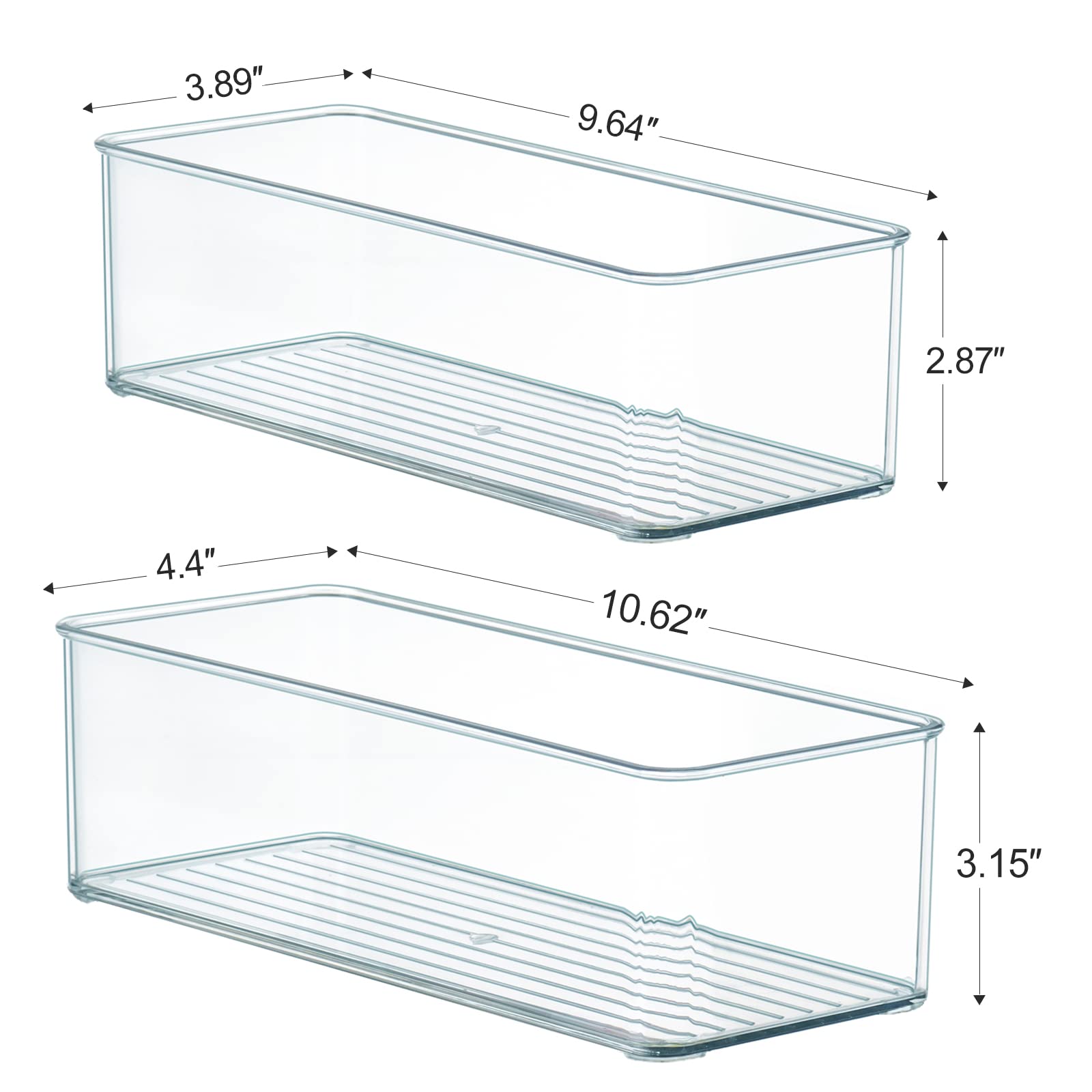 Hudgan 8 Pack Clear Plastic Drawer Organizer Bins Set, Stackable Cutlery Storage Bins Trays for Organizing Kitchen Supplies, Bathroom Supplies, Office Supplies, Crafts, Gadgets, Cabinet Supplies