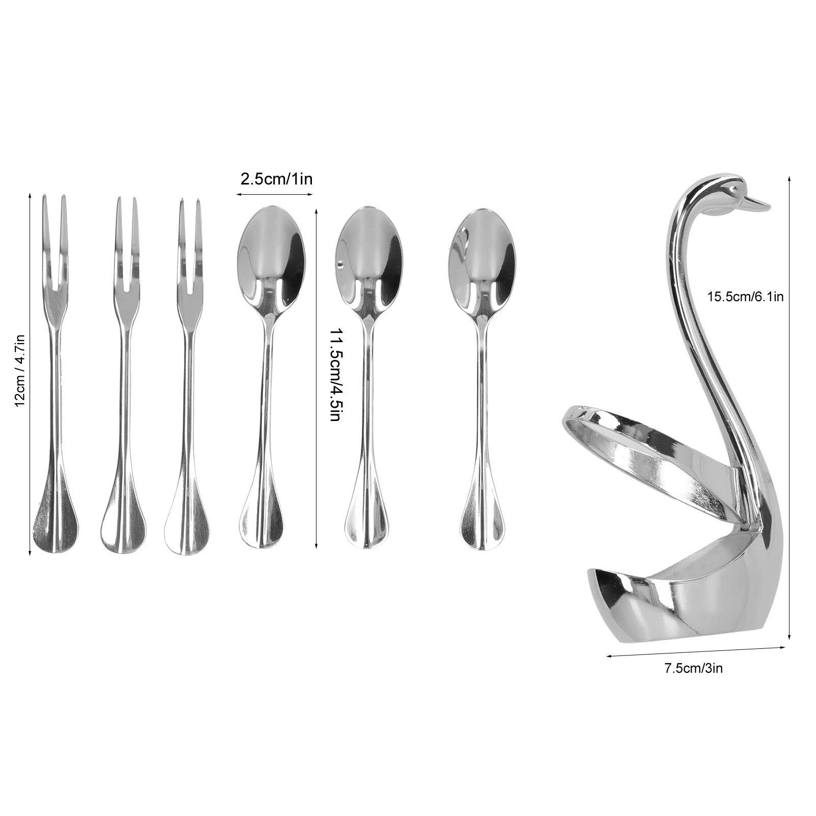 plplaaoo Swan Spoon Holder with Fork Spoon, Stylish Tableware Storage Holder, Creative Swan Spoon Rack with Stainless Steel Fork Spoon, Kitchen Tableware Set for Kitchen