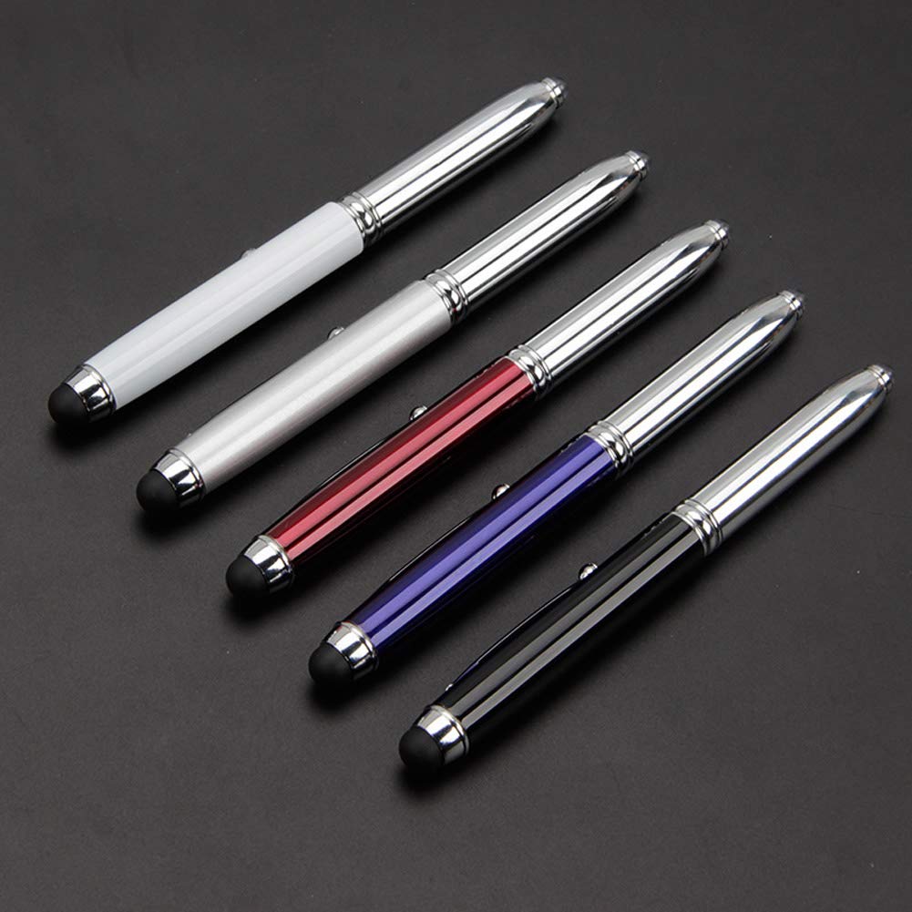 DSstyles Stylus Pen Universal Touch Screen Capacitive Stylus with Ballpoint Pen/LED Light for Phone Pad Tablet, White