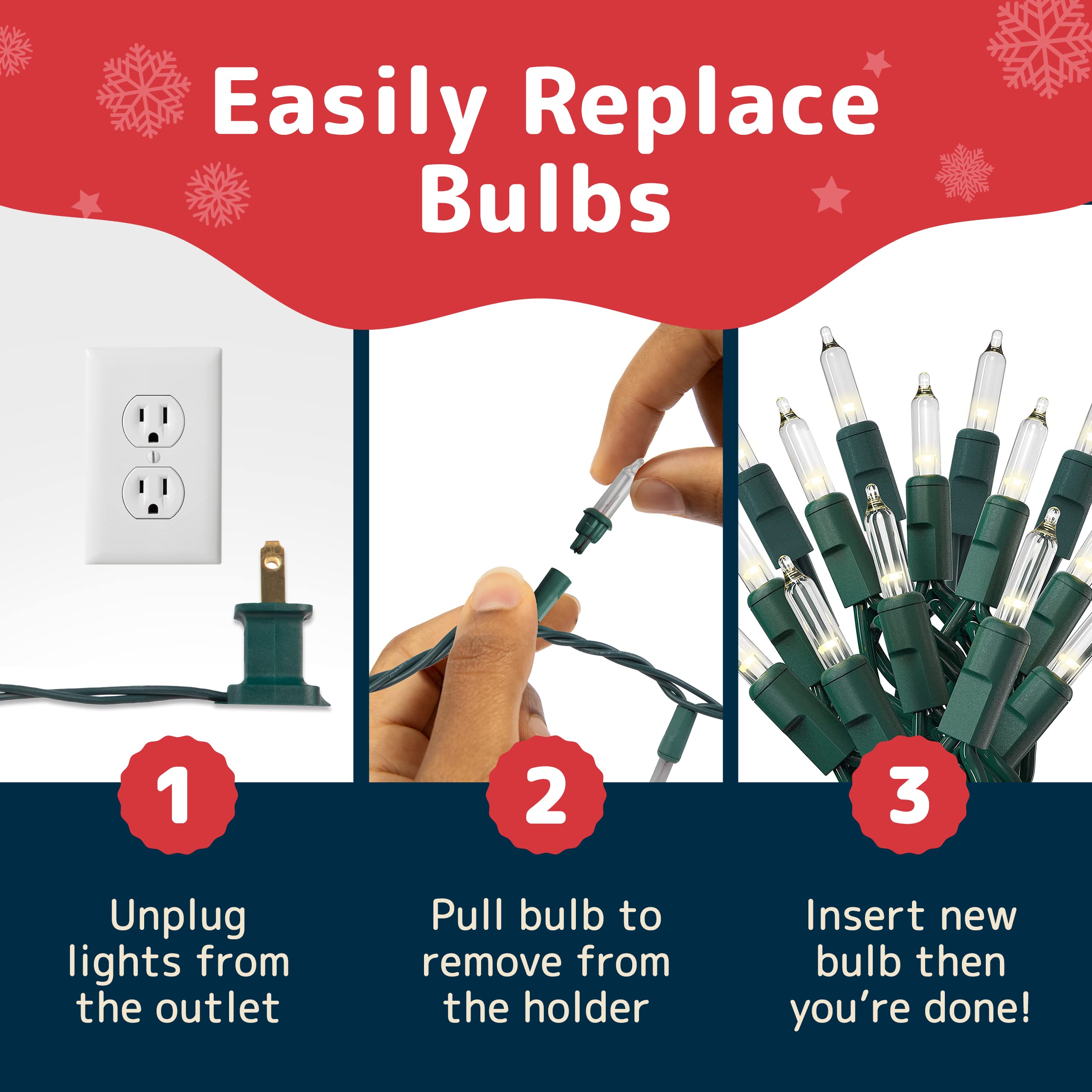 PREXTEX Christmas Lights (20 Feet, 100 Lights) - Clear White Christmas Tree Lights with Green Wire - Indoor/Outdoor Waterproof String Lights - Warm White Twinkle Lights
