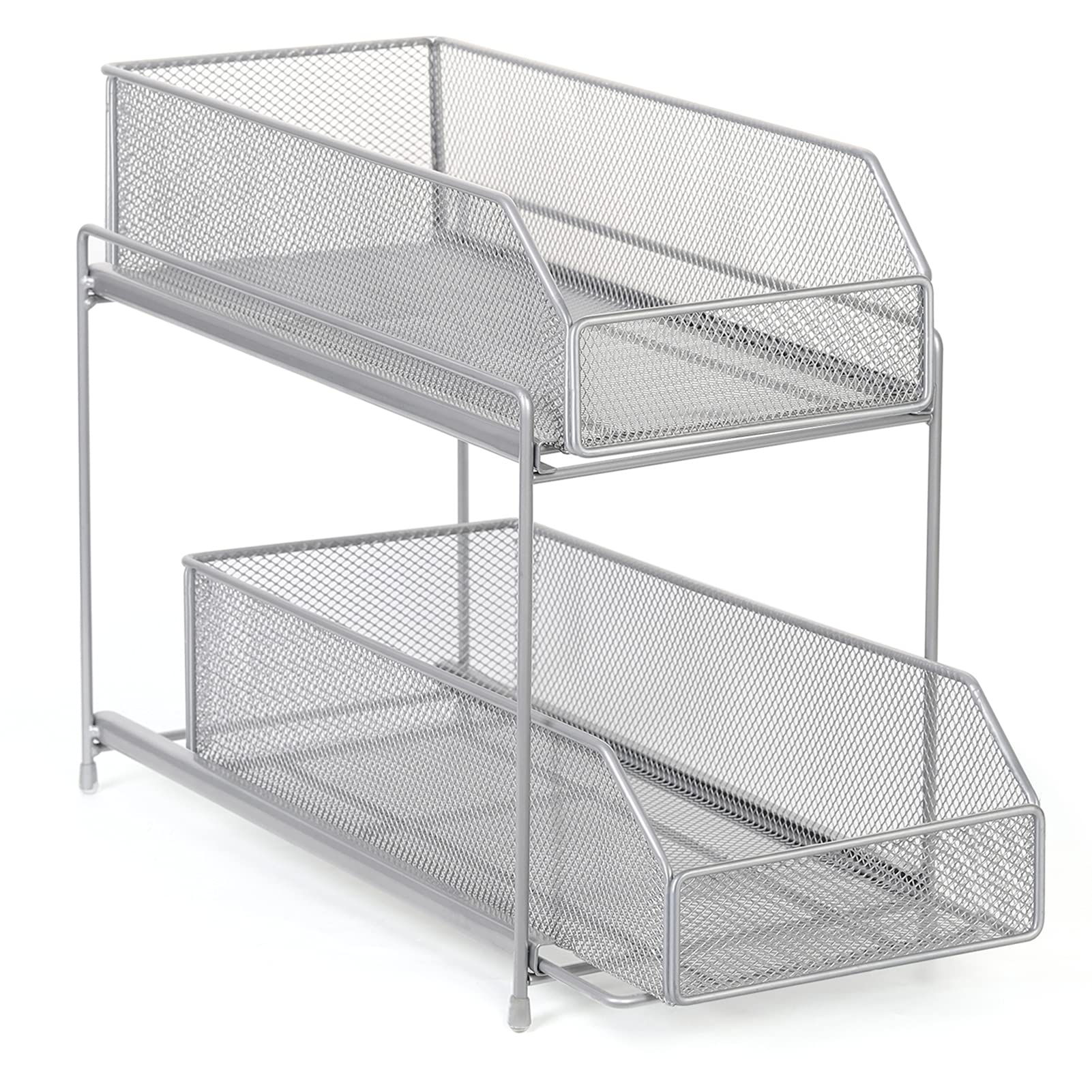 MOOACE 2 Tier Under Sink Organizer, Bathroom Kitchen Countertop Under Sink Cabinet Organizer with Sliding Storage Drawer