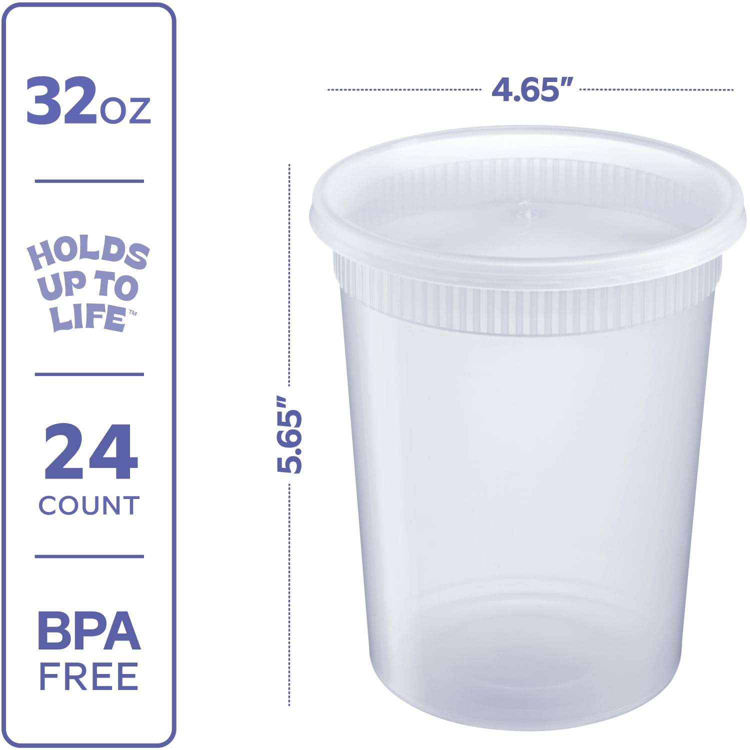 Comfy Package [24 Sets - 32 oz.] Plastic Deli Food Storage Containers With Airtight Lids
