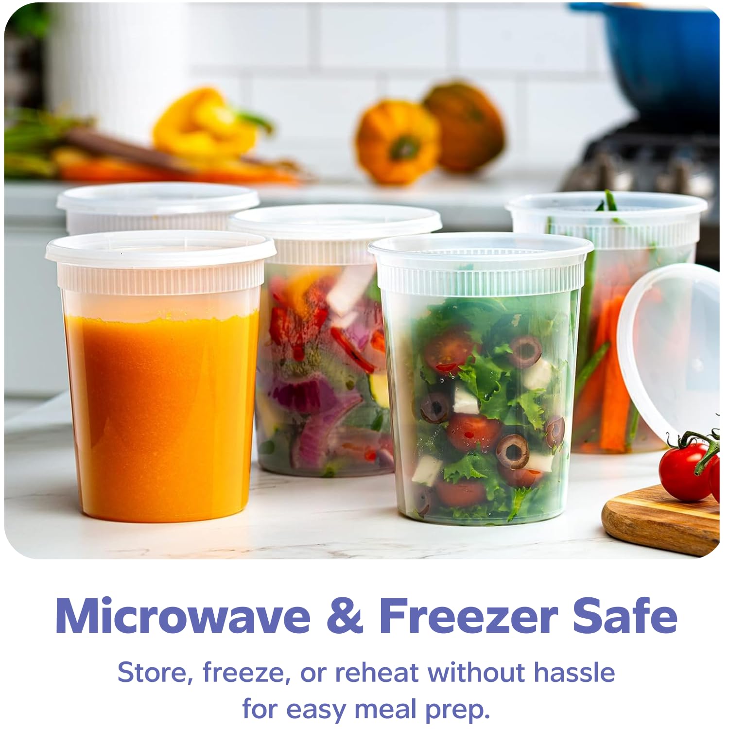 Comfy Package [24 Sets - 32 oz.] Plastic Deli Food Storage Containers With Airtight Lids