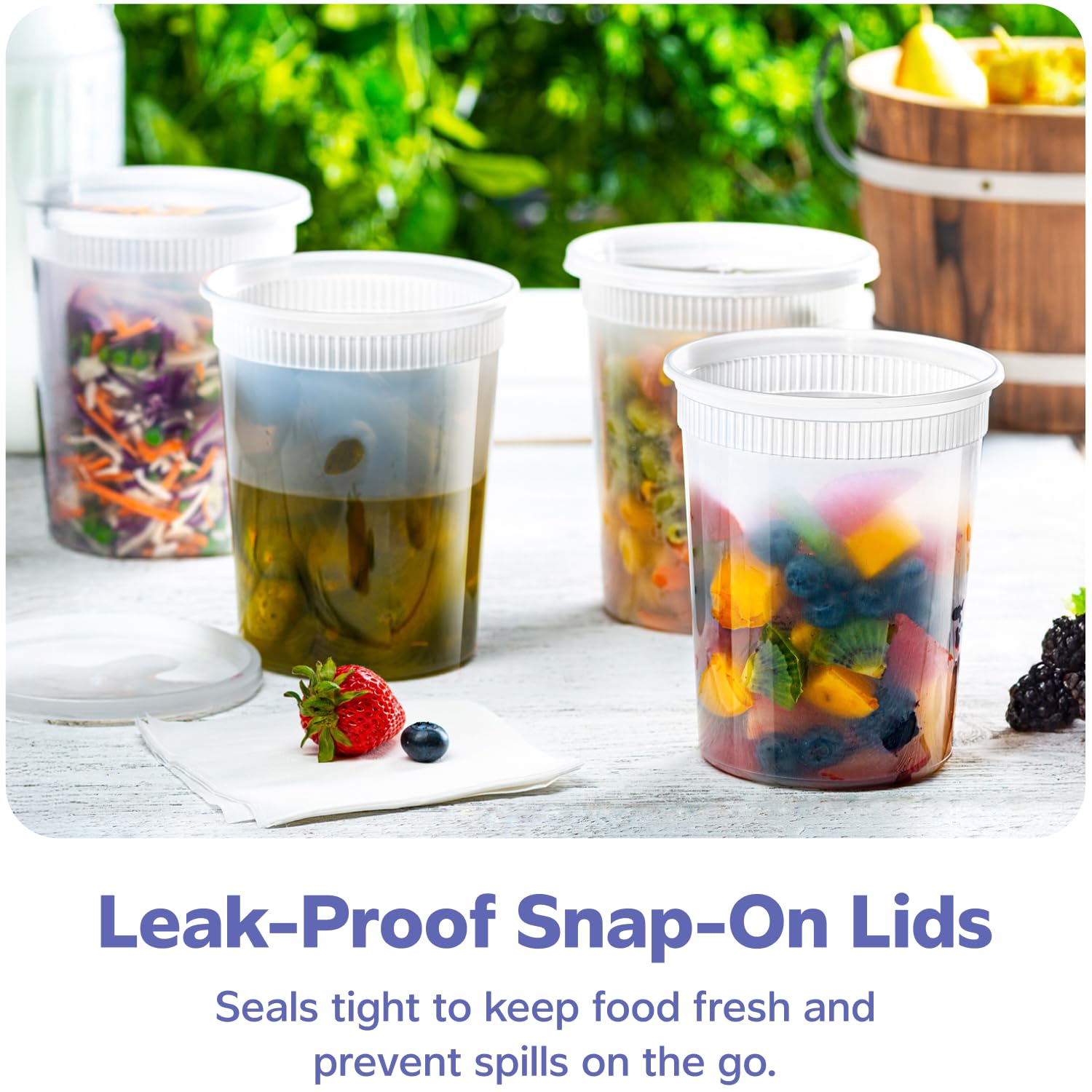 Comfy Package [24 Sets - 32 oz.] Plastic Deli Food Storage Containers With Airtight Lids