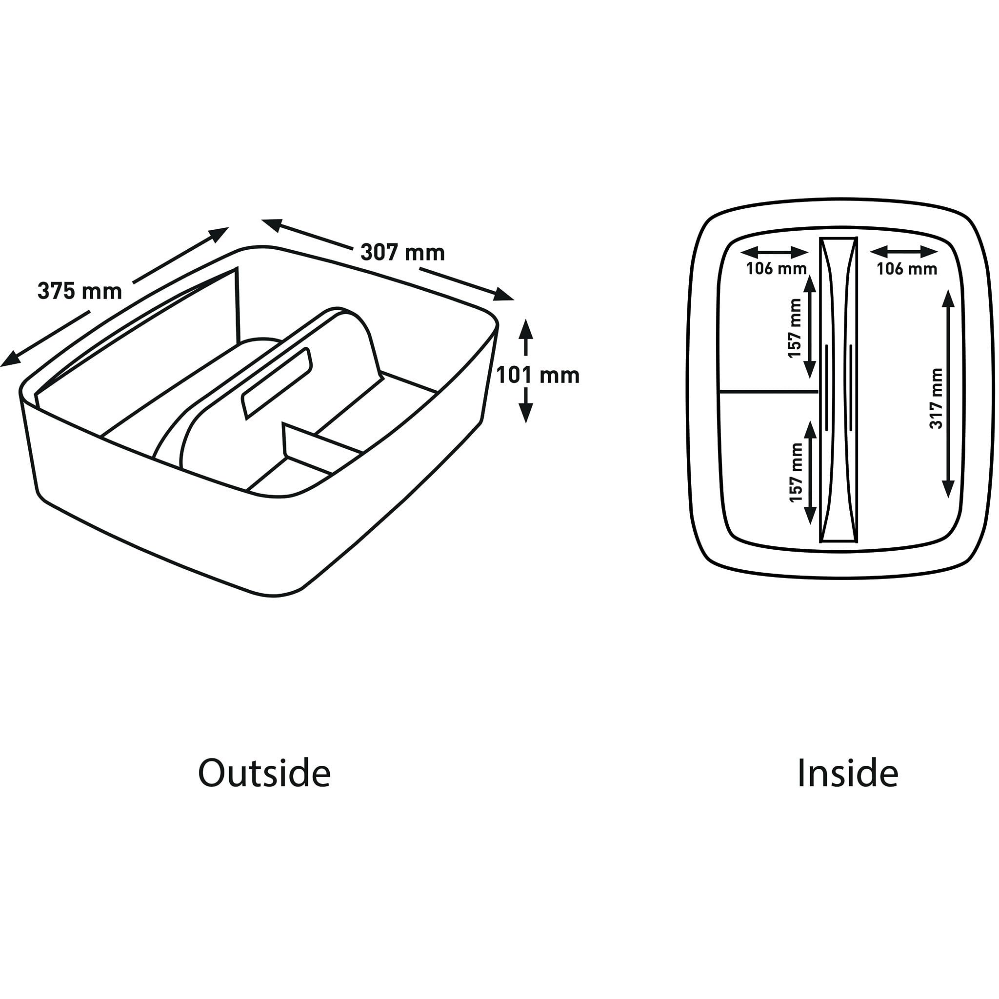 Leitz 53220001 Large MyBox Organiser Tray with Handle, Plastic, Opaque, White;MyBox