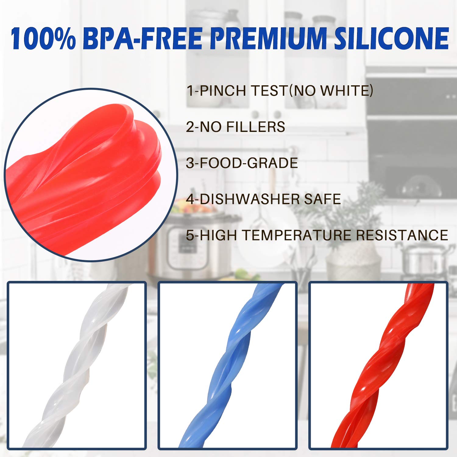 Sealing Rings for Instant Pot Accessories of 6 Qt Models - Red, Blue and Clear, Sweet and Savory Edition - 3 Pack BPA-Free Food-grade Replacement Silicone Seal Gaskets for Instpot 6 Quart