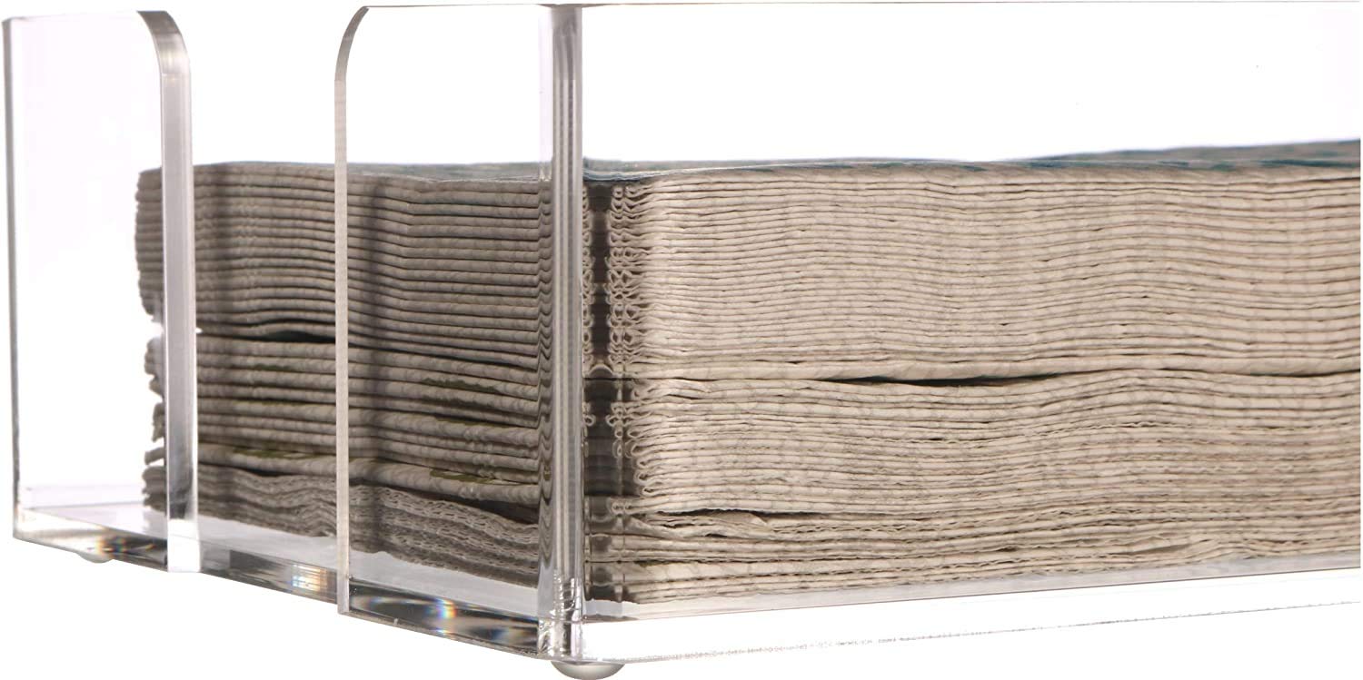 Cq acrylic Clear Napkin Holders for kitchen,Guest Towel Basket,PaperTowel Holder in Clear,Cocktail and Guest Napkin Holder,9 Inch