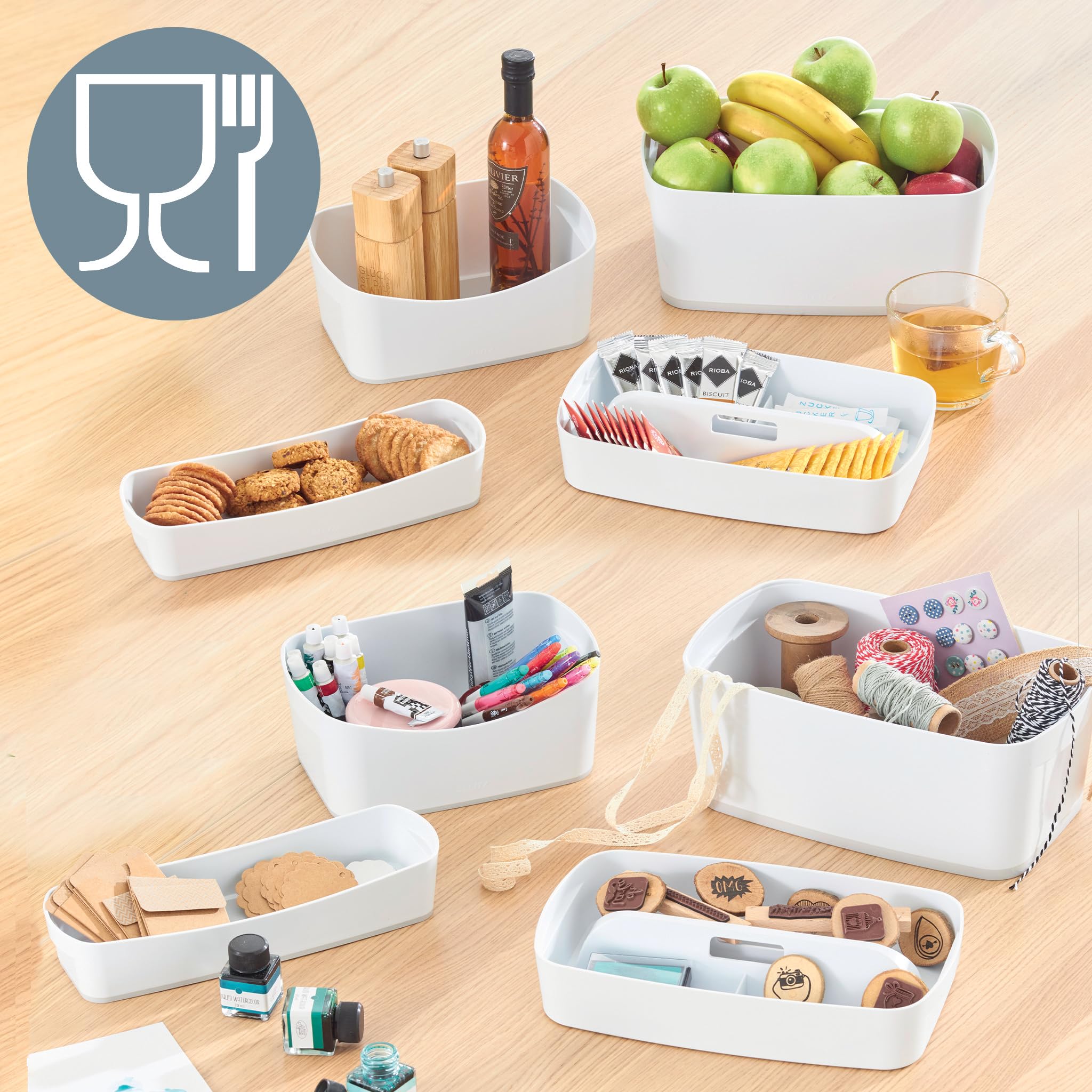 Leitz 53220001 Large MyBox Organiser Tray with Handle, Plastic, Opaque, White;MyBox