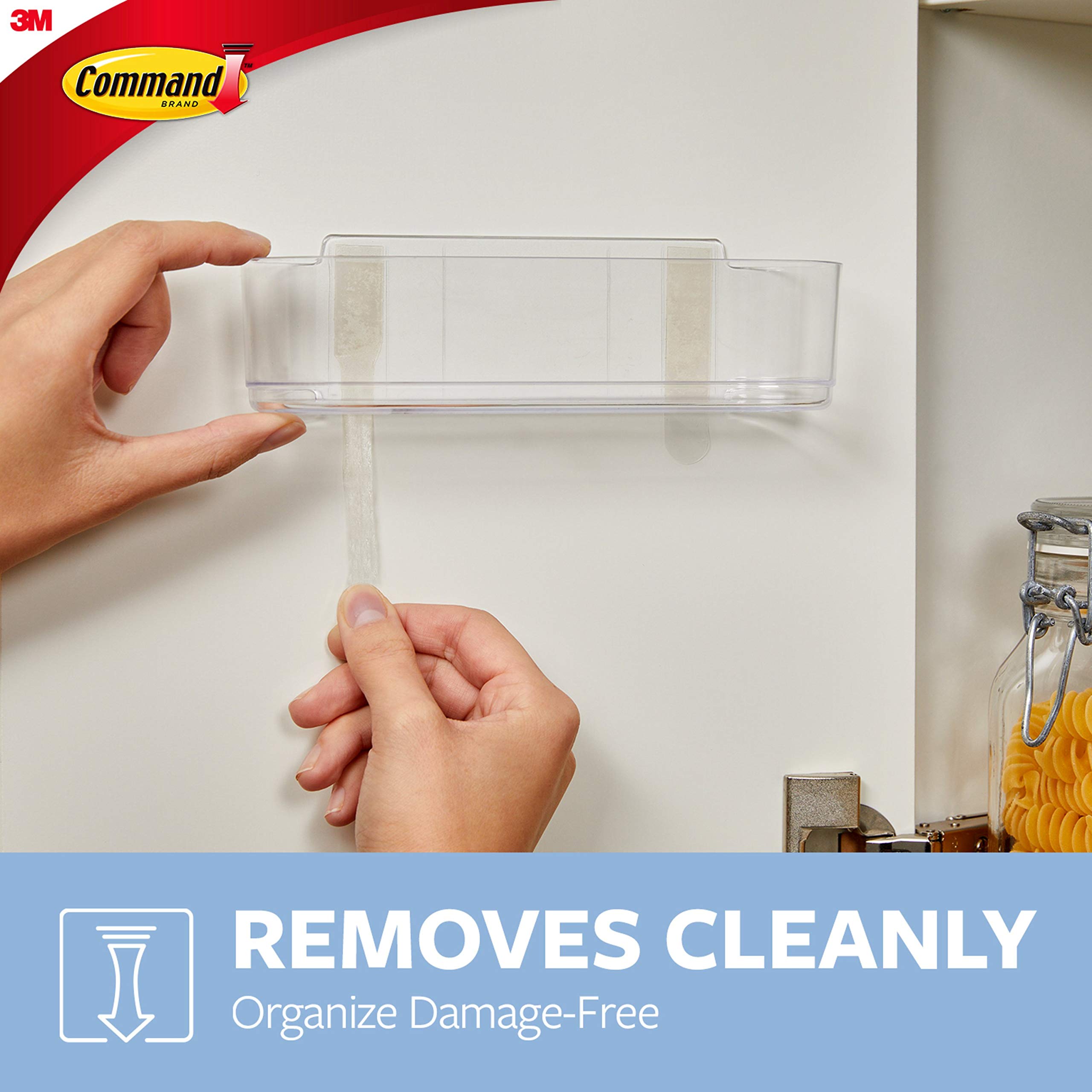 Command Medium Caddy, Clear, with 4 Clear Indoor Strips, Organize Damage-Free (Pack of 2)