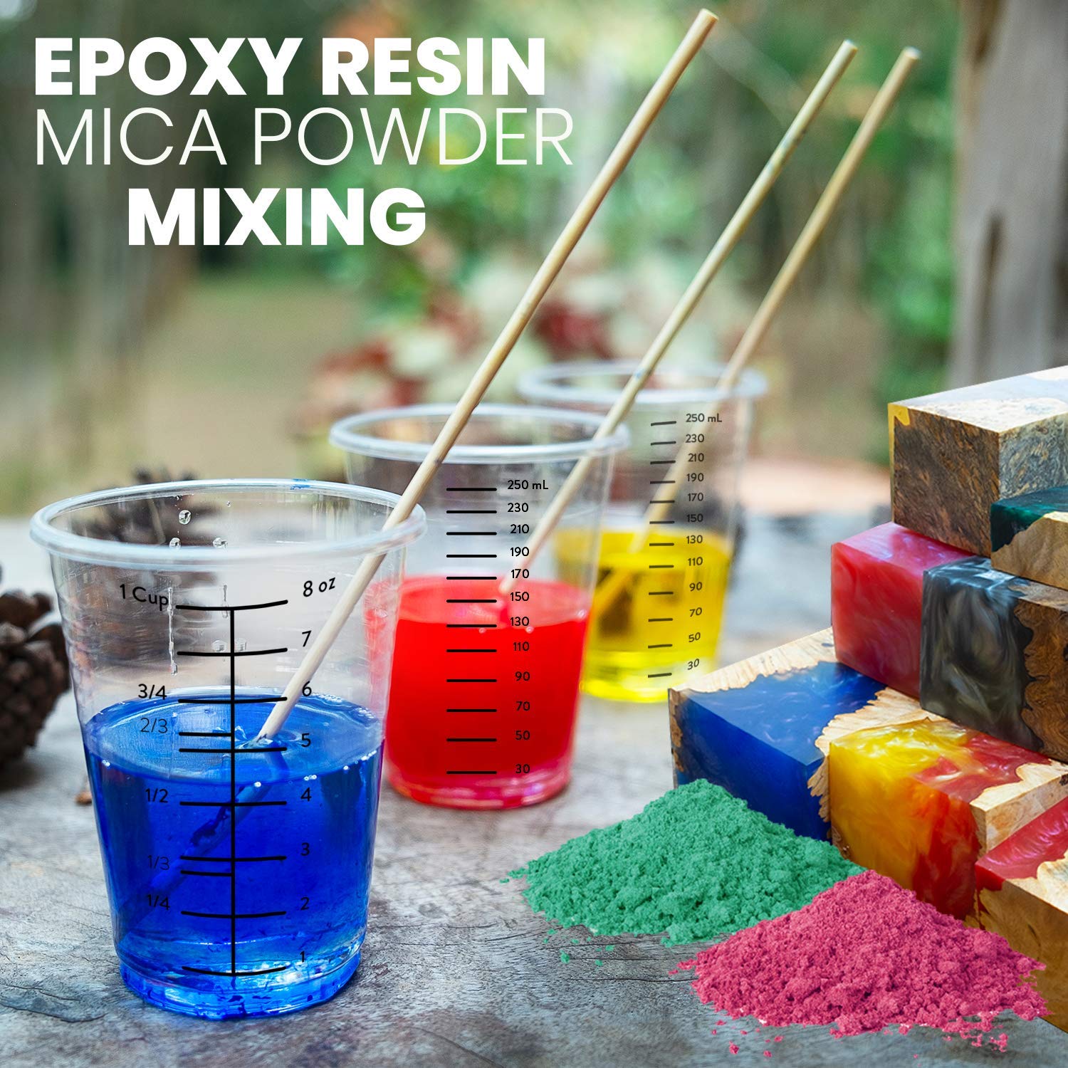 Disposable Measuring Cups for Resin - Pack of 20 8oz Clear Plastic Measuring Cup for Epoxy Resin, Stain, Paint Mixing - Half Pint Reusable Multipurpose Mixing Cups for Cooking and Baking