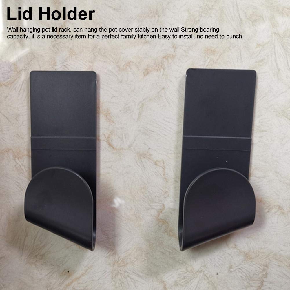 Fdit 6Pcs ABS Self Adhesive Pot Lid Holder Wall Door Mounted Pot Lid Rack Pan Pot Utensil Lid Rack Kitchen Utensils