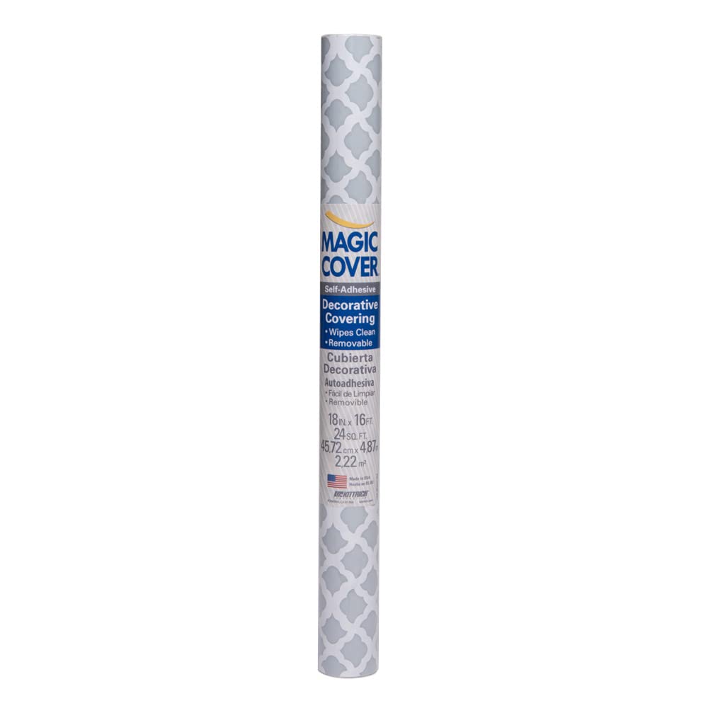 Magic Cover Self-Adhesive Vinyl Shelf and Drawer Liner, 18" x 16', Talisman Glacier Gray