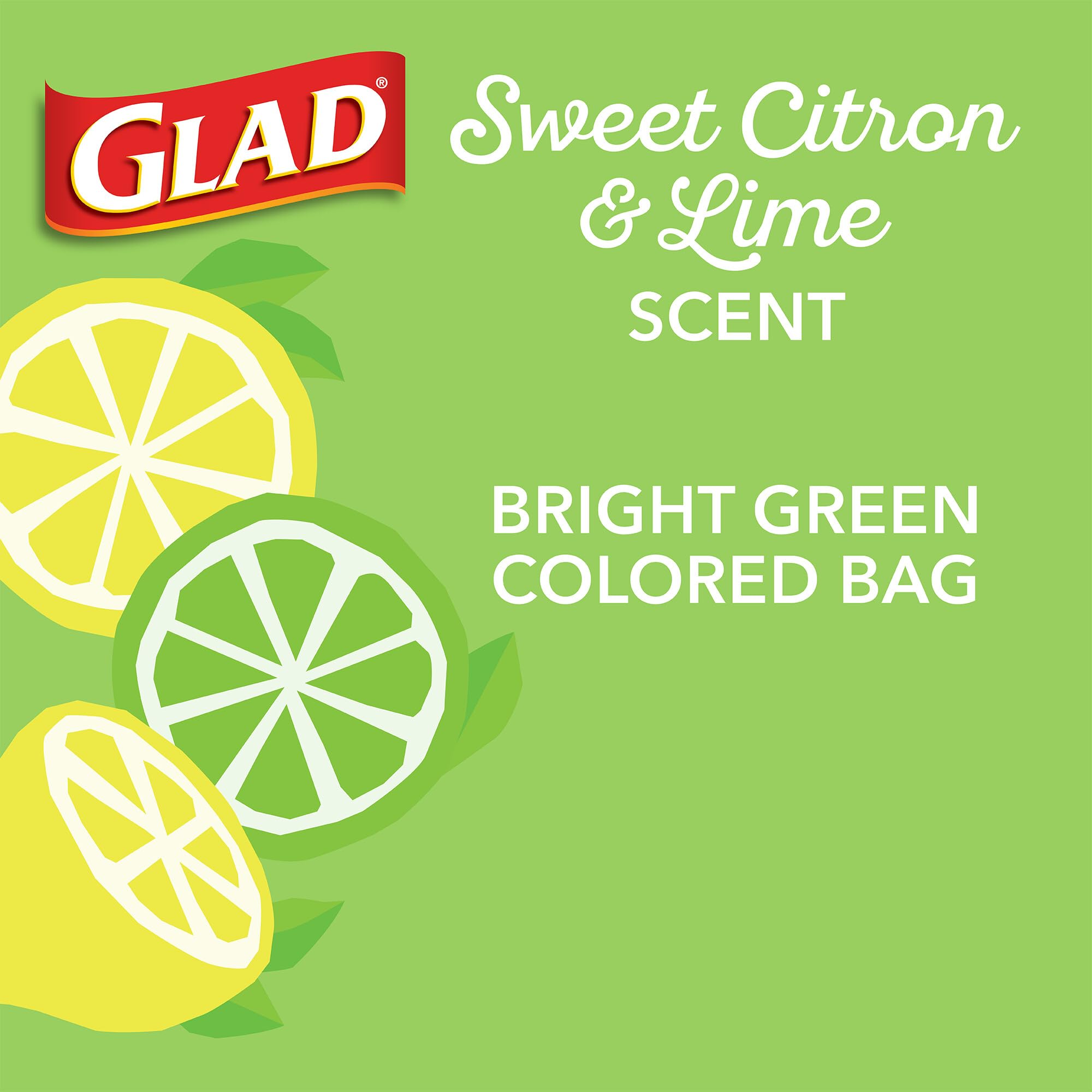 Glad Small Kitchen Drawstring Trash Bags – 4 Gallon Green Trash Bag Febreze , Sweet Citron & Lime, 80 Count (Package May Vary)