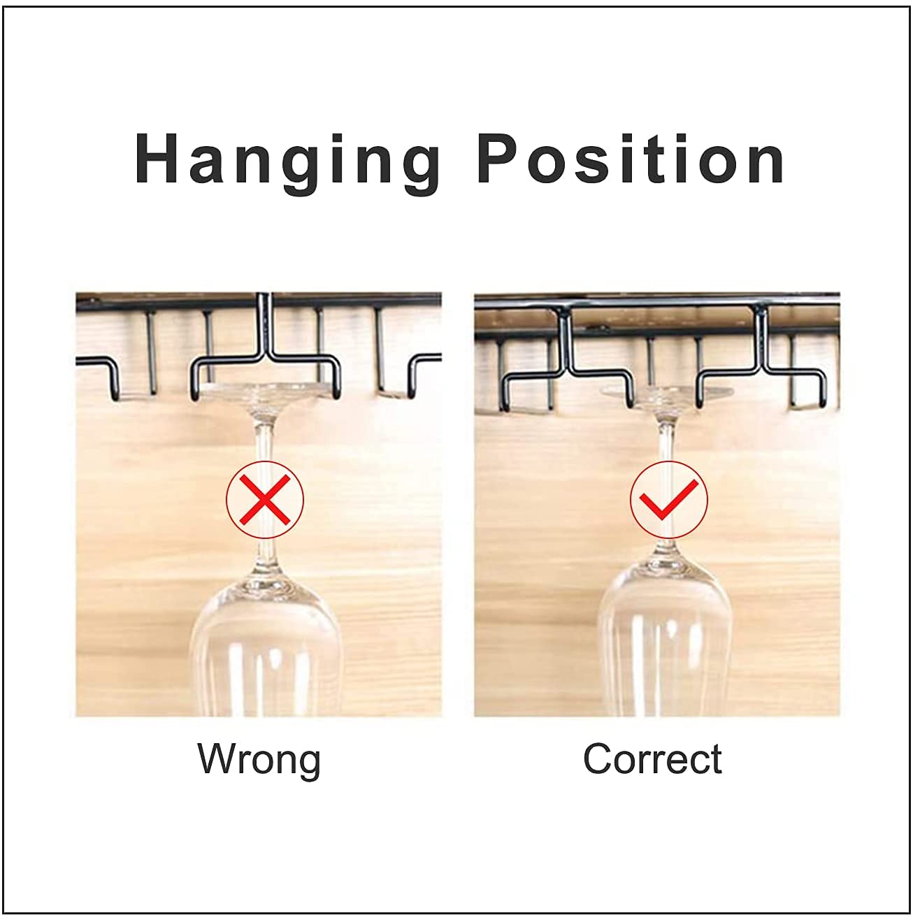 FOLOU Wine Glass Rack Under Cabinet Mount, Upside Down Stemware Holder for Wire Shelves, Glasses Storage Hanger Metal Organizer Bars, Kitchen, Restaurants, Farmhouse(3 ROWS BLACK), 11.8 x 9 x 2.7