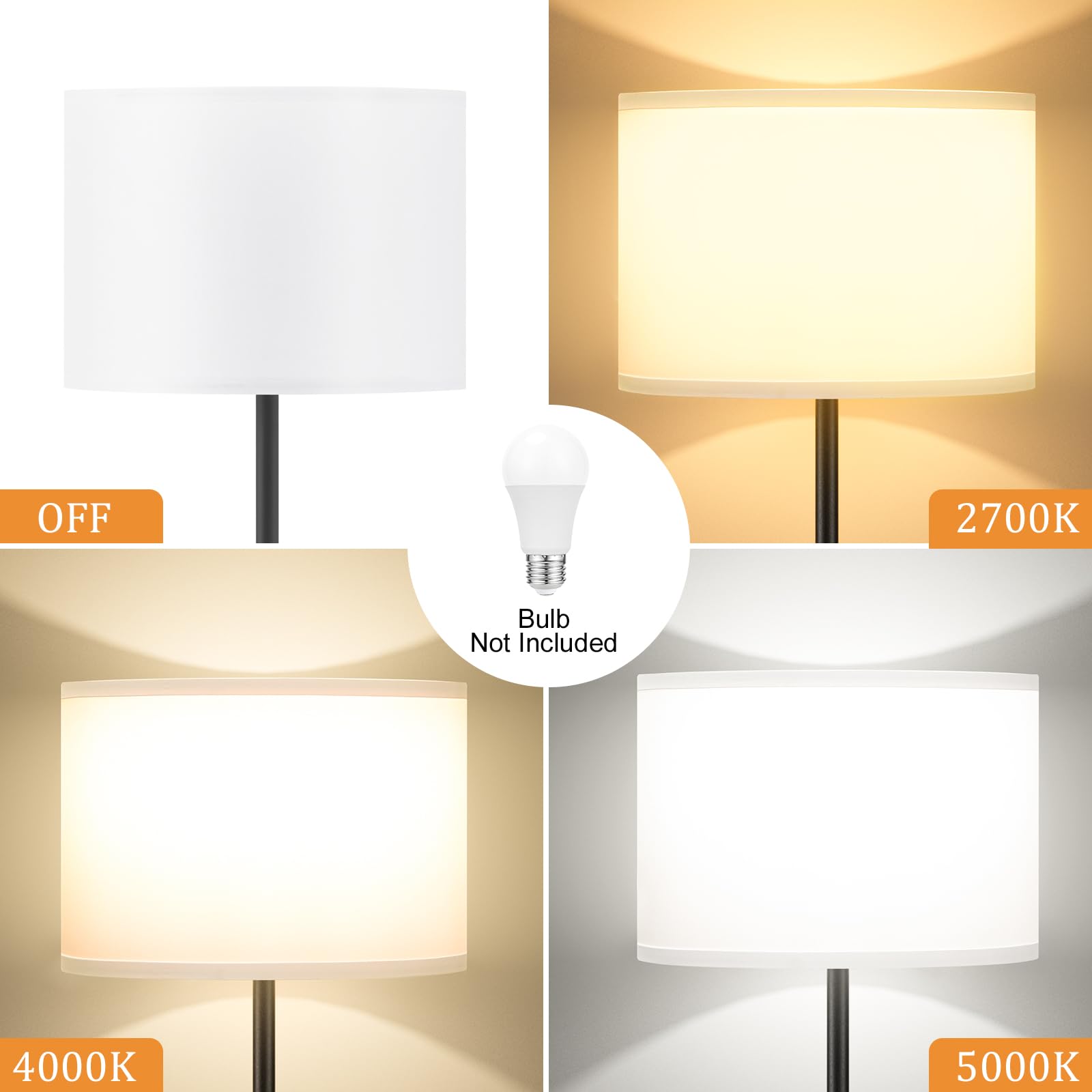 LED Floor Lamp Simple Design, Modern Floor Lamp with Shade, Tall Lamps for Living Room Bedroom Office Dining Room Kitchen, Black Pole Lamp with Foot Switch(Without Bulb)