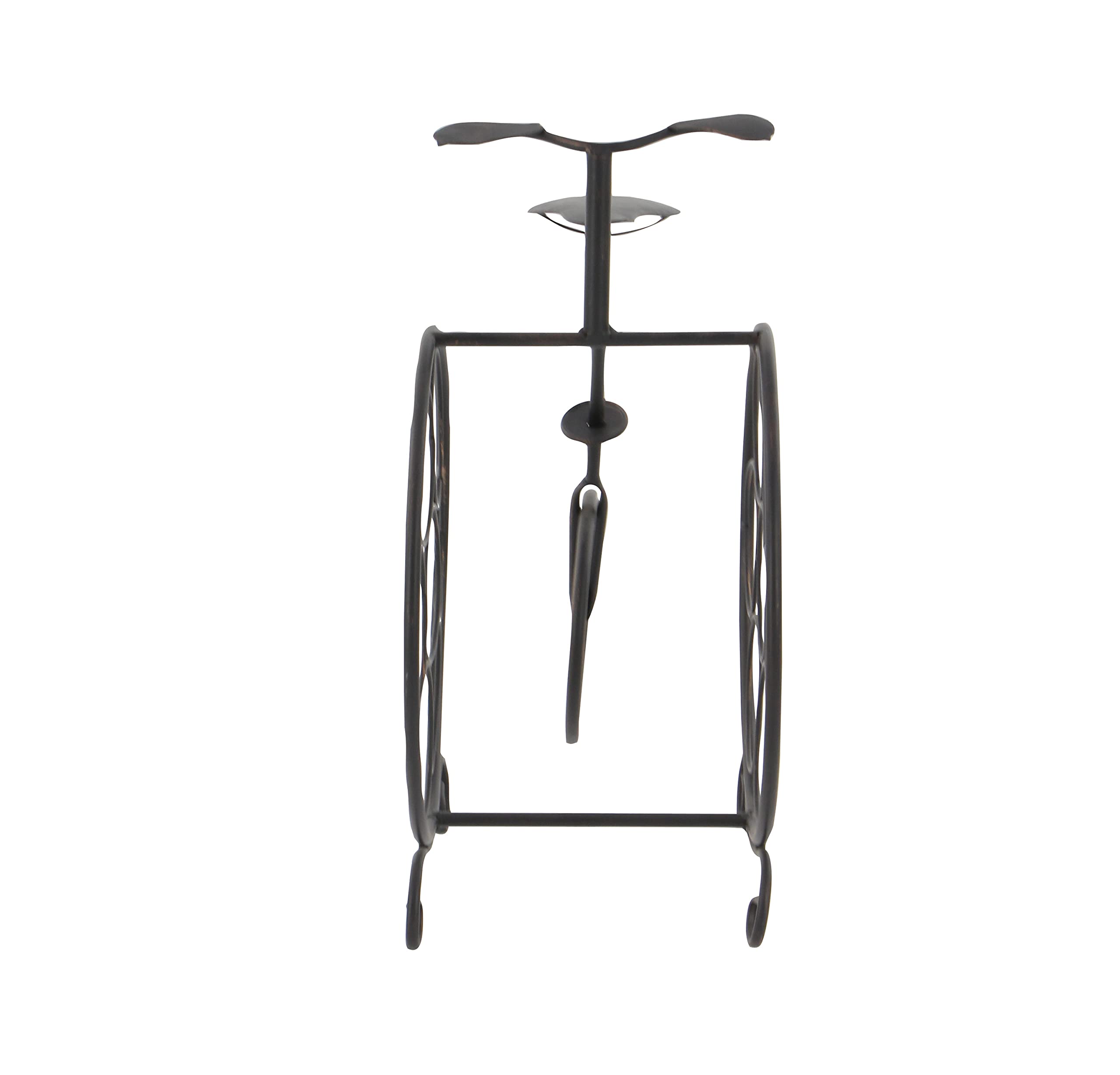 Deco 79 Metal Bike 7 Bottle Wine Rack with Scrollwork, 21" x 9" x 19", Brass