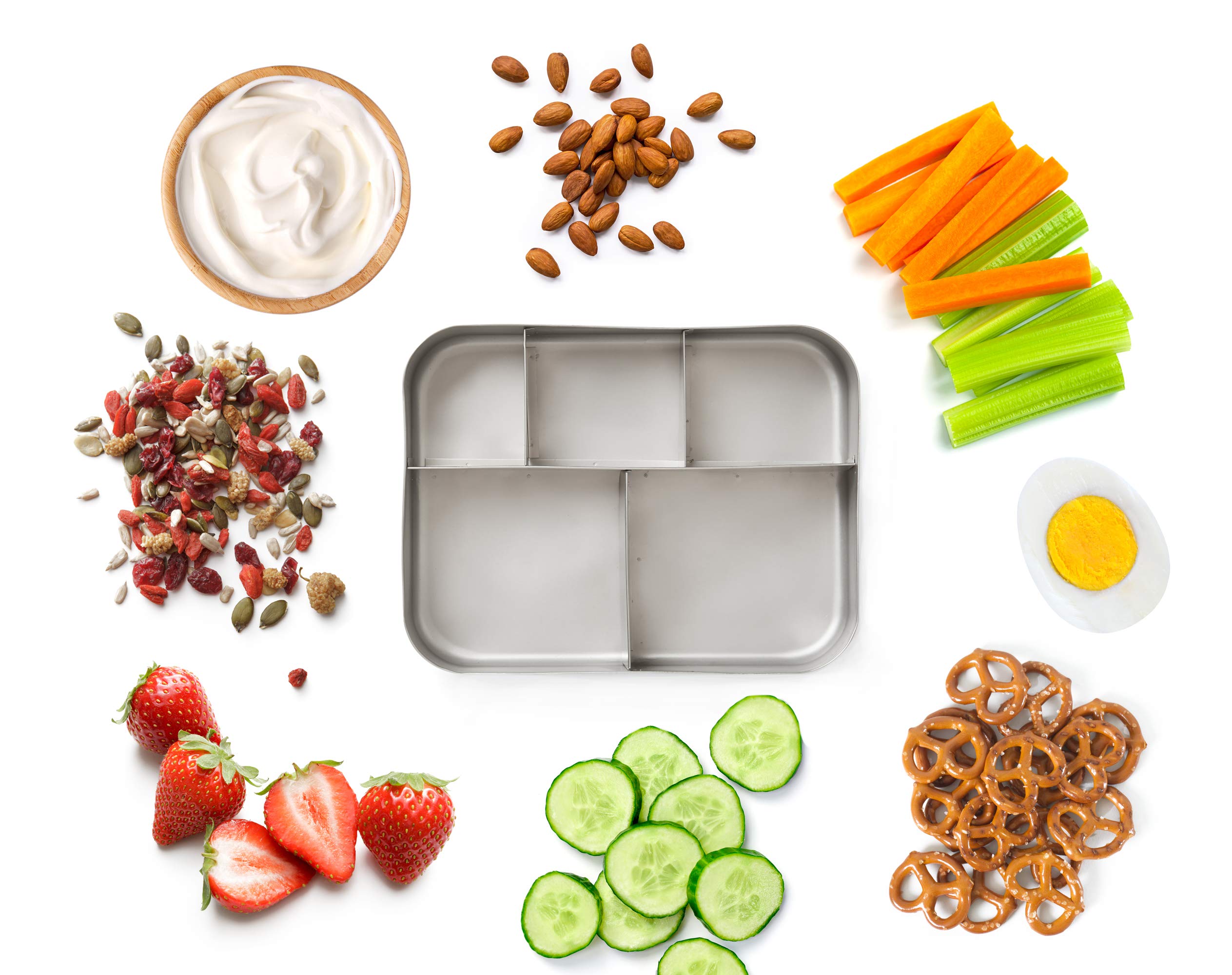 Bits Kits Stainless Steel Bento Box Lunch and Snack Container for Kids and Adults, 5 Sections