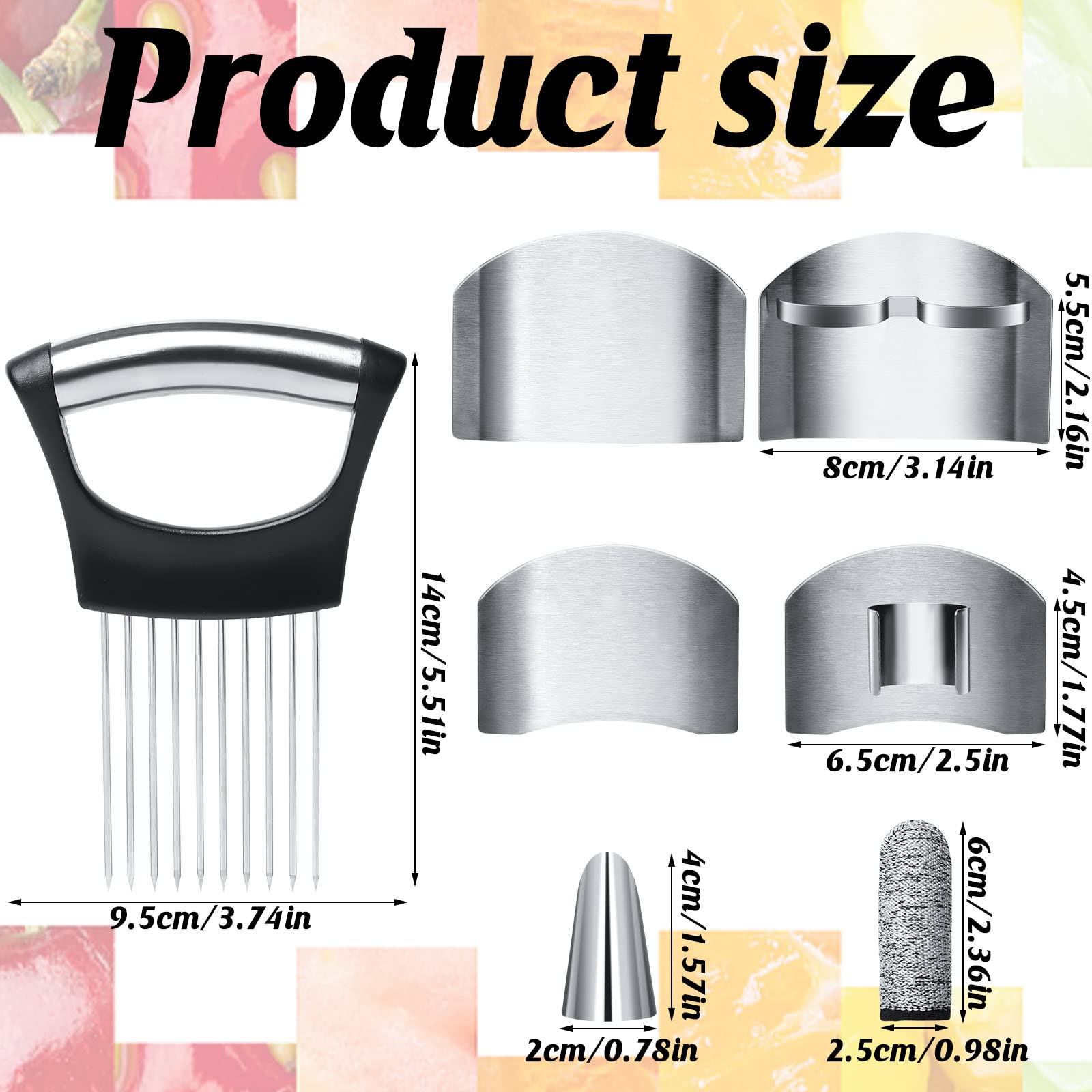 XEFINAL 14 PCS Finger Guard for Cutting Vegetables Stainless Steel Knife Cutting Protector Finger Thumb Guard Finger Protector Thumb Guard Peelers for Onion Holder for Cutting Food