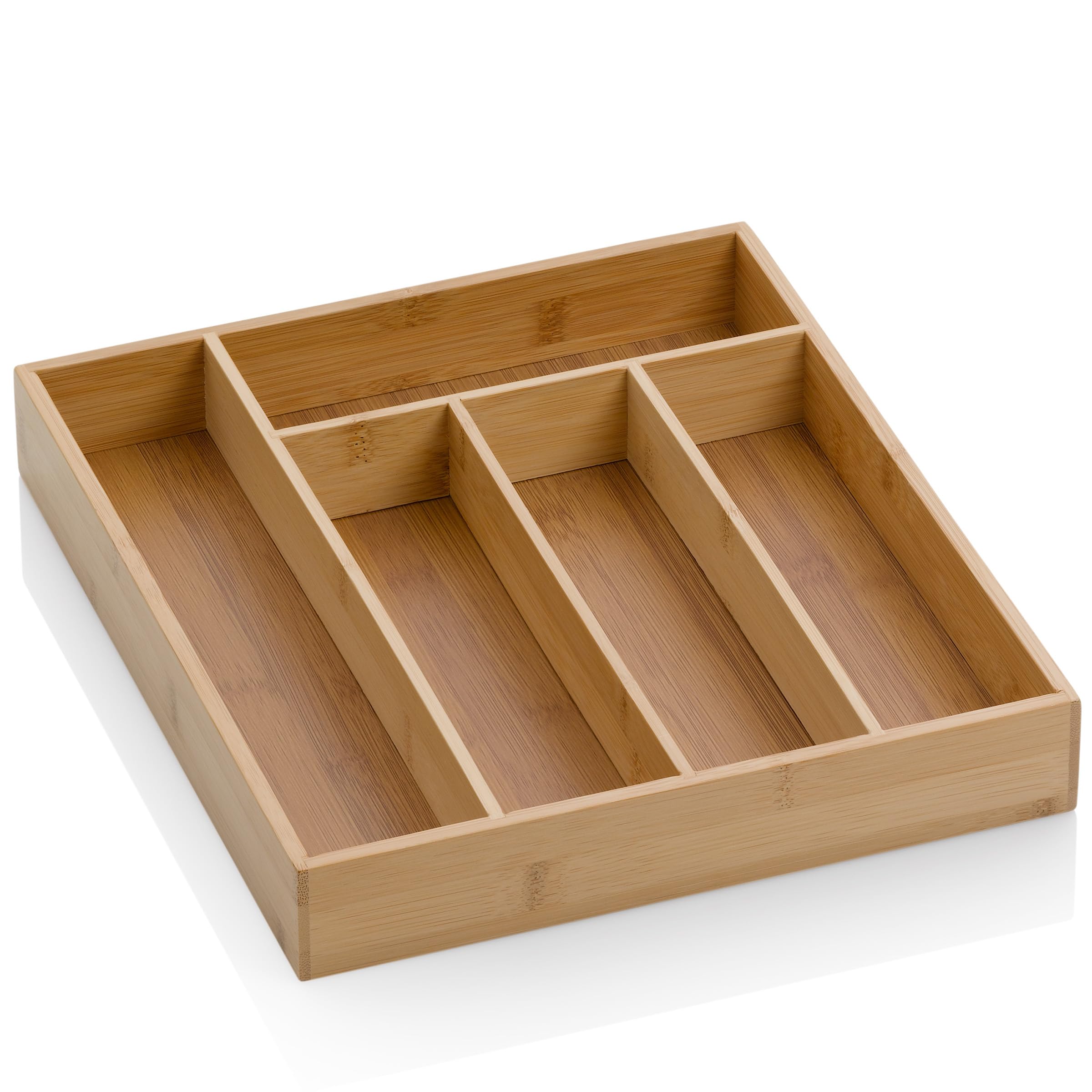 Kela Kalma 12013 Cutlery Tray, Drawer Divider with 8 Compartments, Removable, 35 x 43 x 6.5 cm, Bamboo, Bamboo, Bamboo, 5 Fächer