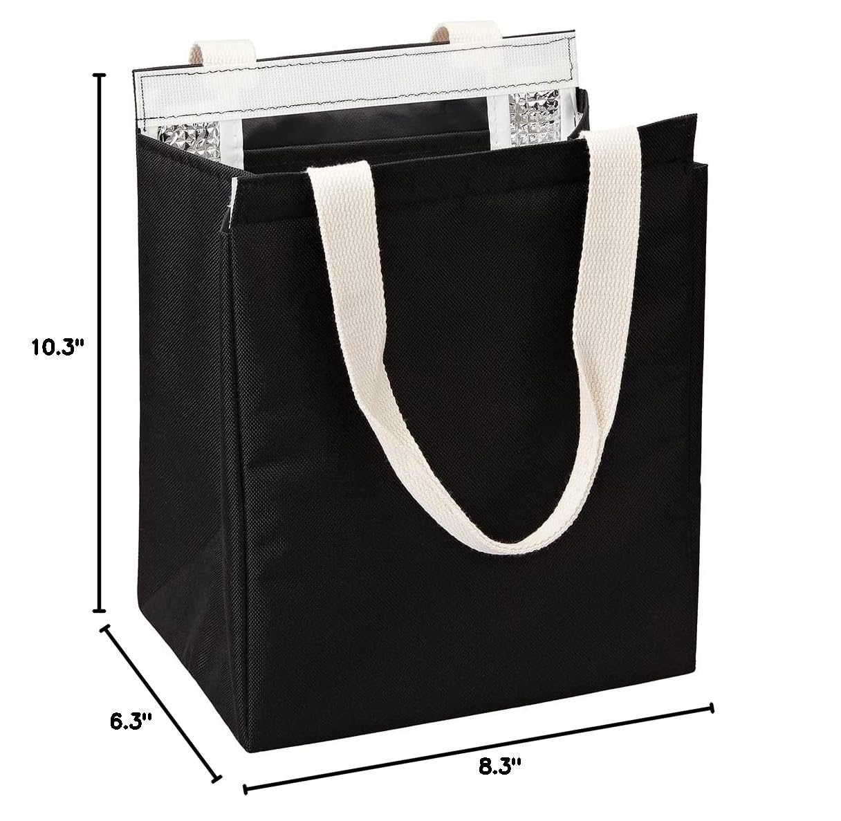 Lunch Bag for Women/Men/Adult, Portable/Reusable Lunch Box, Simple Waterproof Insulated Cooler Tote Bag (Black)