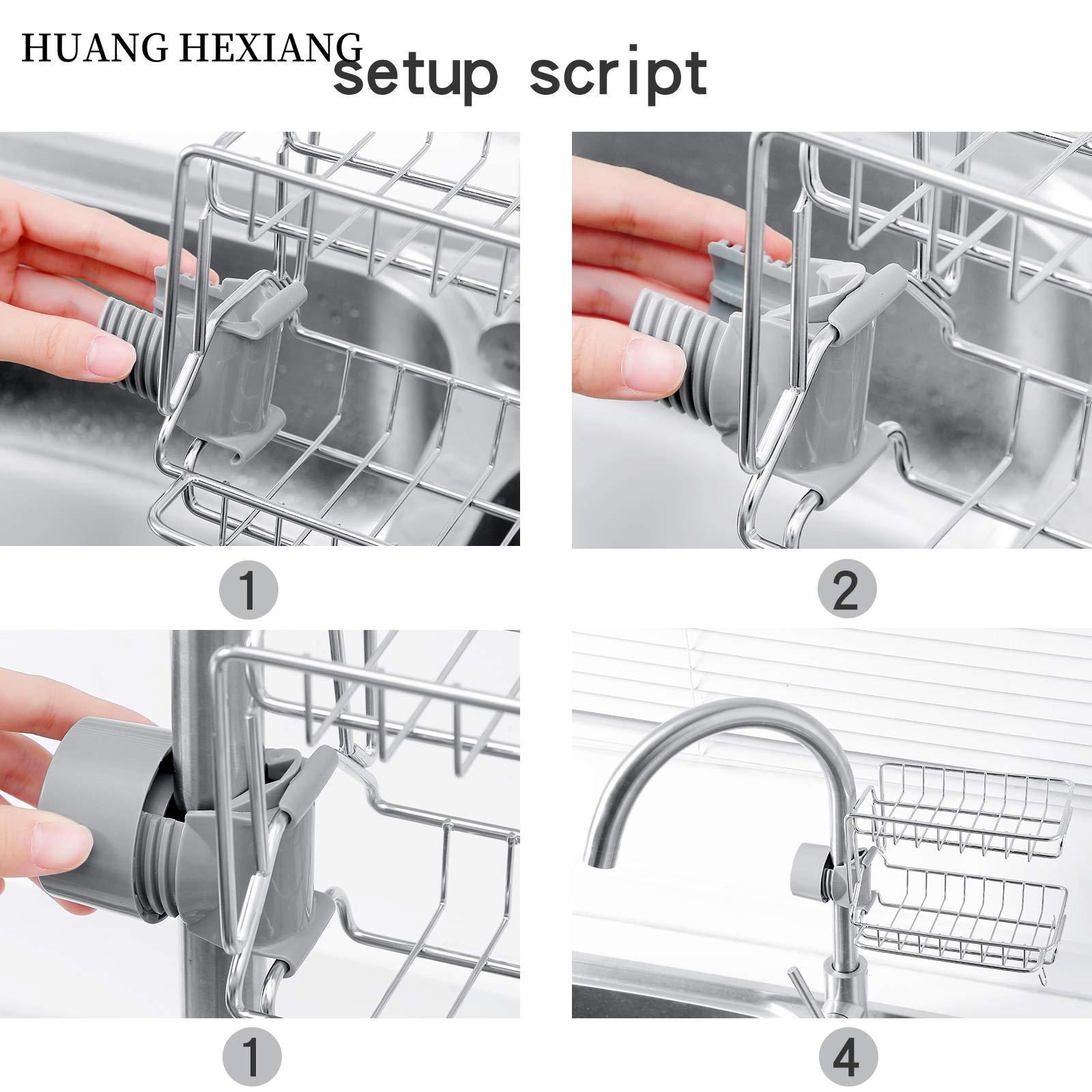 Faucet Storage Rack,Holder Sink Caddy Organizer for Kitchen & Bathroom Accessories, Stainless Steel Storage Rack,Sink Organizer for Soap Sponge Brush Scrubber Sink Caddy Organizer (Double layer)