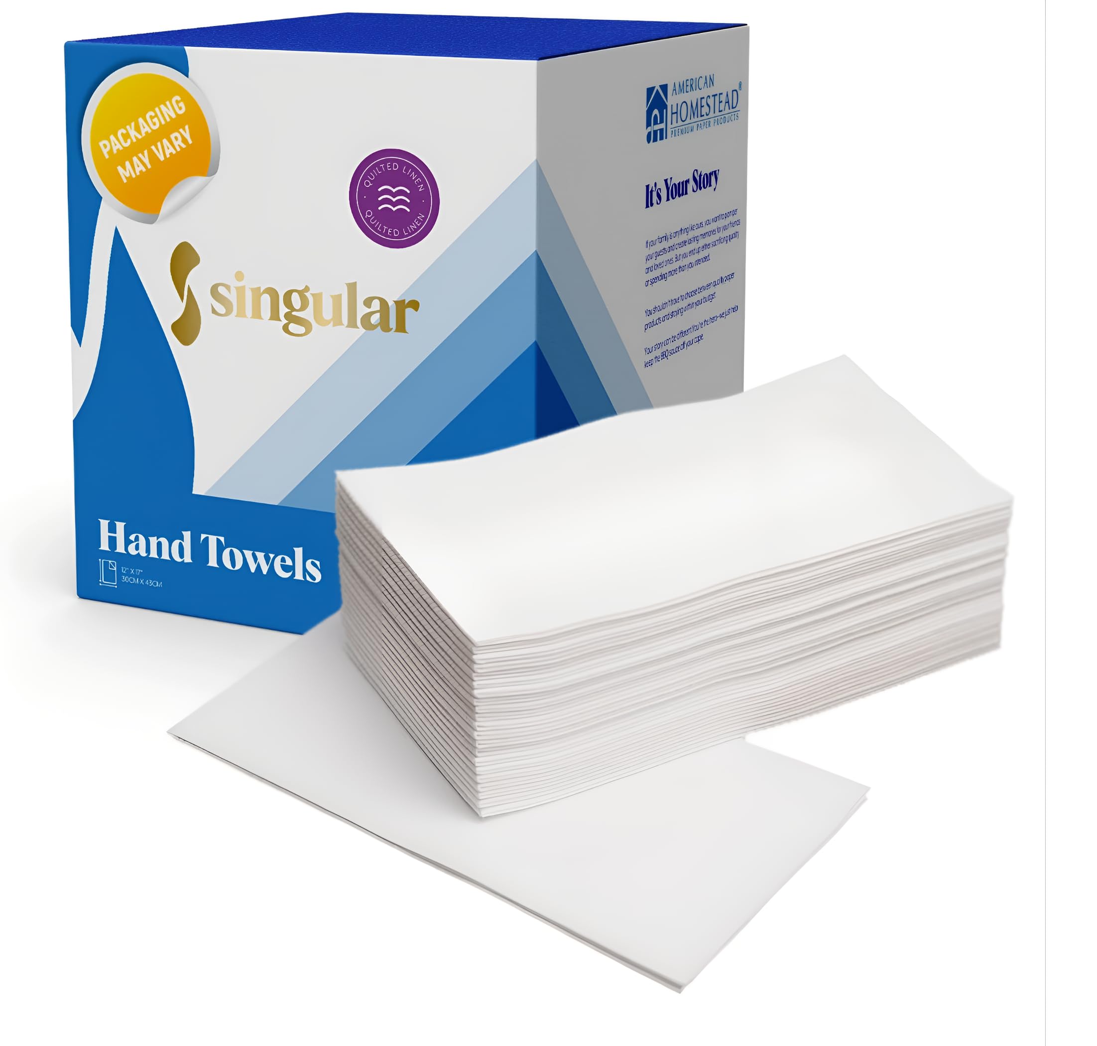 AH AMERICAN HOMESTEAD Disposable Paper Hand Towels for Bathroom - White Guest Napkins - Linen Like and Feel - Ideal for Wedding Reception or Dinner Party (200 Count - Smooth Crisp - Large 15.5" x 12")