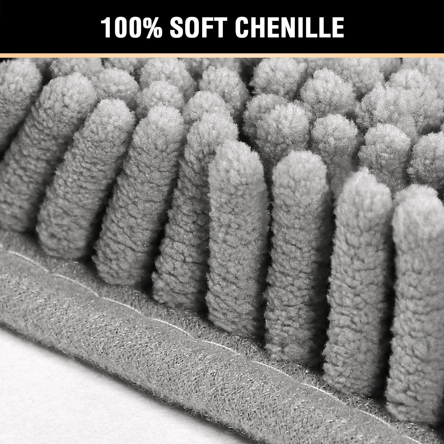 H.VERSAILTEX Bath Mat, Washable Bathroom Rug, Extra Thick Chenille Rug, Absorbent Soft Shaggy Mat,Non-Slip Quick Dry Plush Rug for Bathtubs, 17 x 24 Inches (Grey)