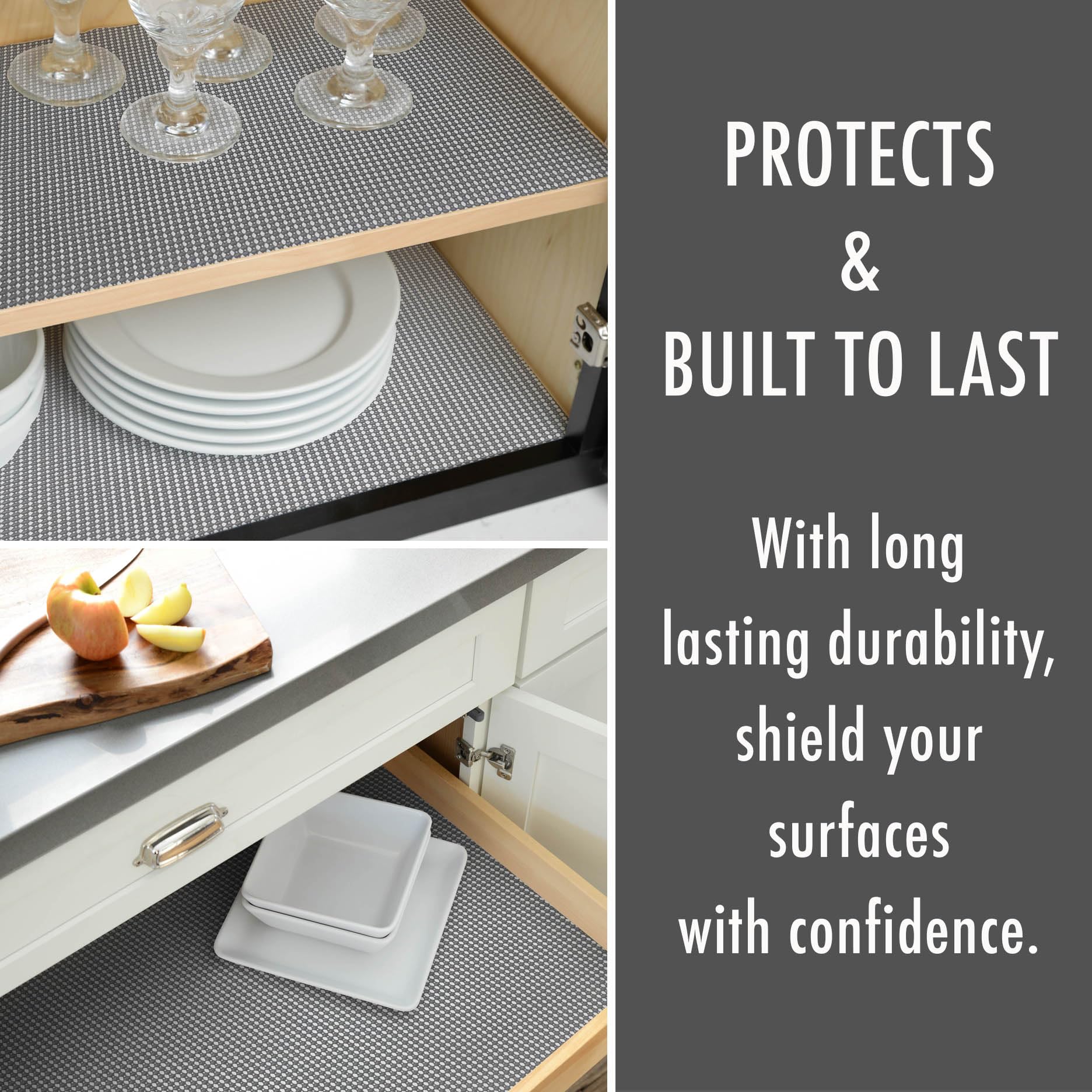 Con-Tact Brand Beaded Grip Durable Adhesive Non-Slip Shelf and Drawer Liner, 12" x 20', Cool Gray