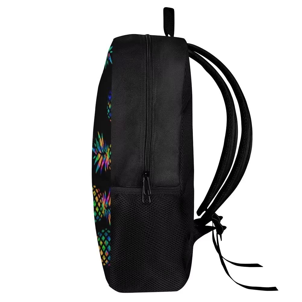 AmzPrint 17 Inch Lightweight Carry On Pineapple Backpack For Girls Elementary Middle School 3d Printing Abstract Art