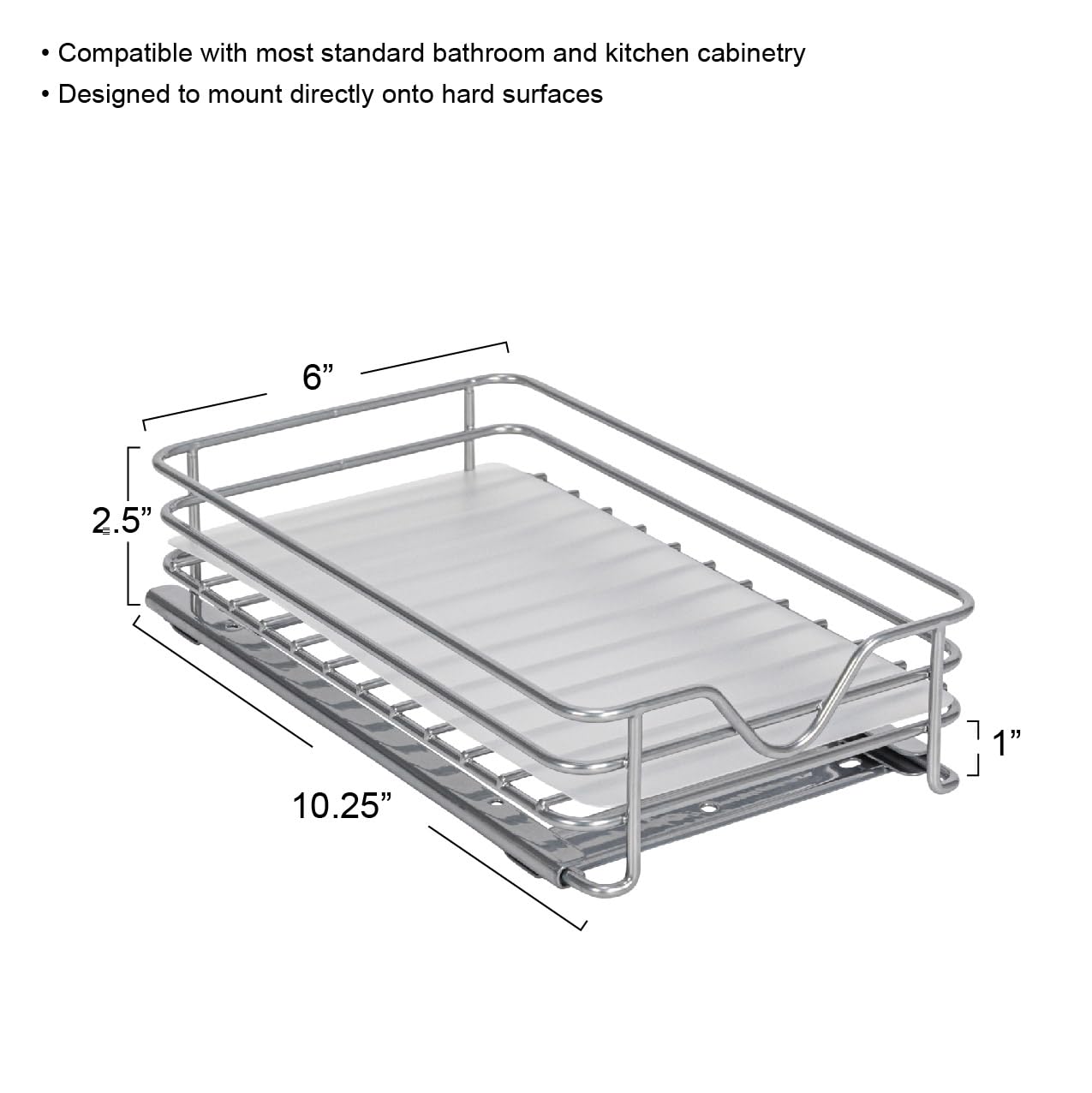 Household Essentials Nickel Glidez Brushed Pull Out Spice Rack Organizer, 6 Inches Wide, 6"